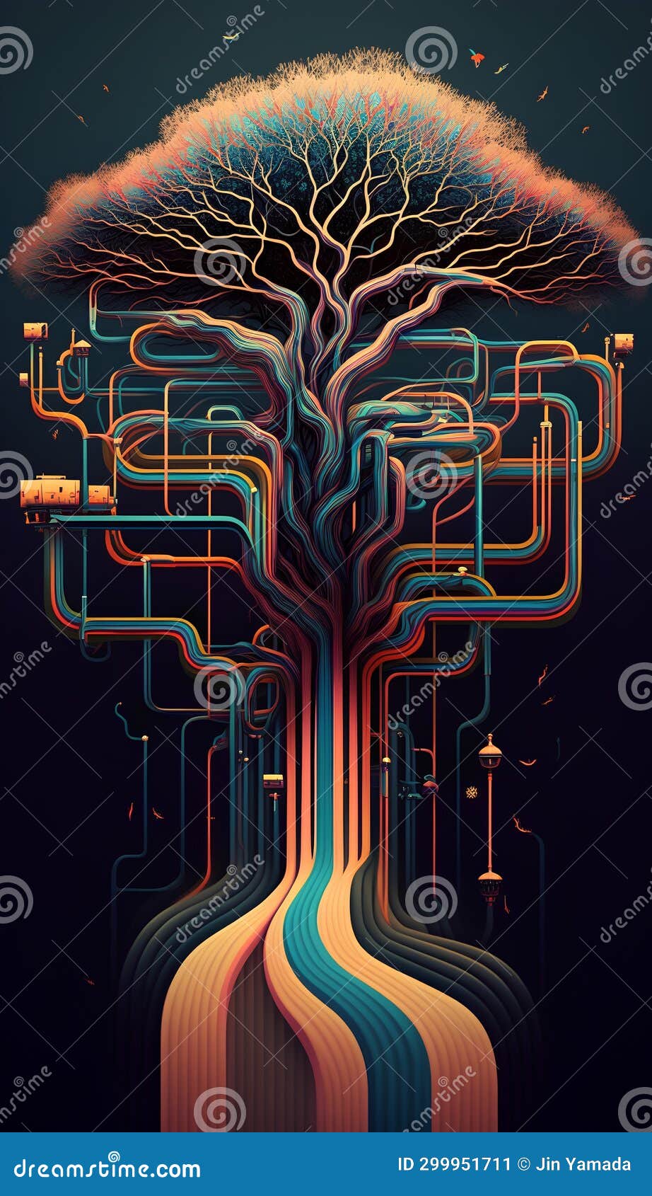 Abstract Technology Tree in the Form of a Circuit Board, Vector ...