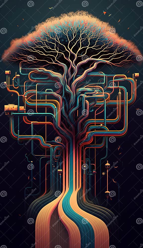Abstract Technology Tree in the Form of a Circuit Board, Vector ...