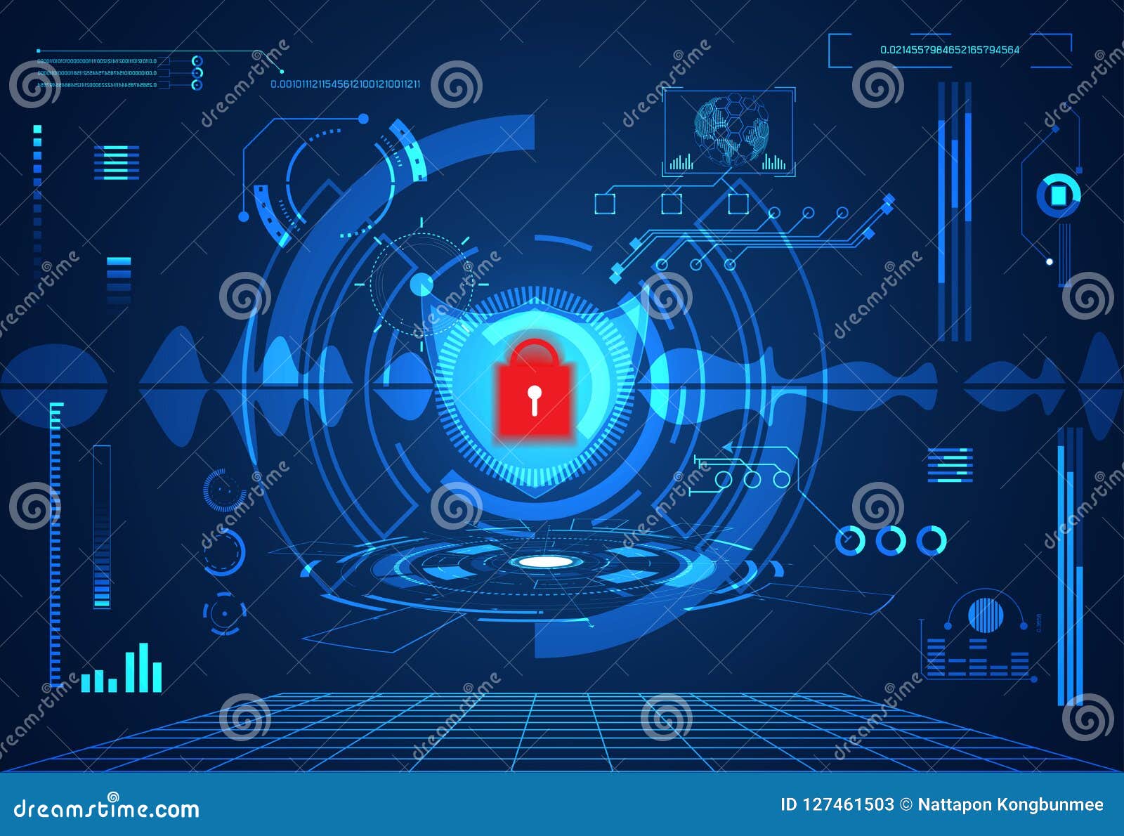 Abstract Technology Ui Futuristic Concept Cyber Security Hud Int Stock ...