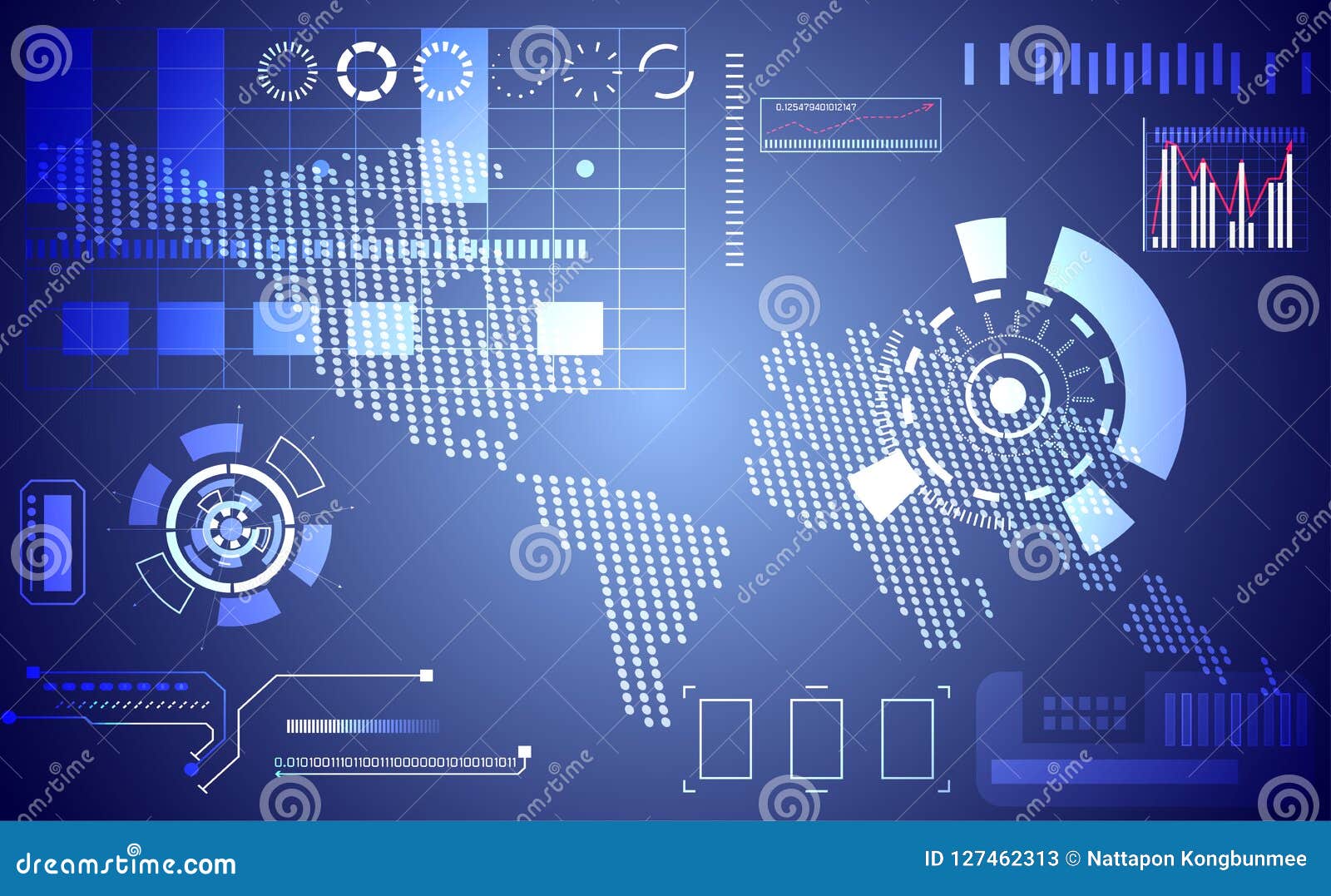 Abstract Technology Ui Futuristic Concept Map Dot Hud Interface Stock ...