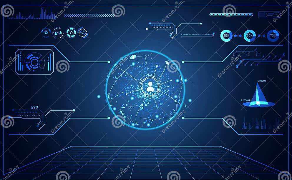 Abstract Technology Ui Futuristic Map Hud Interface Hologram Elements of Digital Data Chart ...