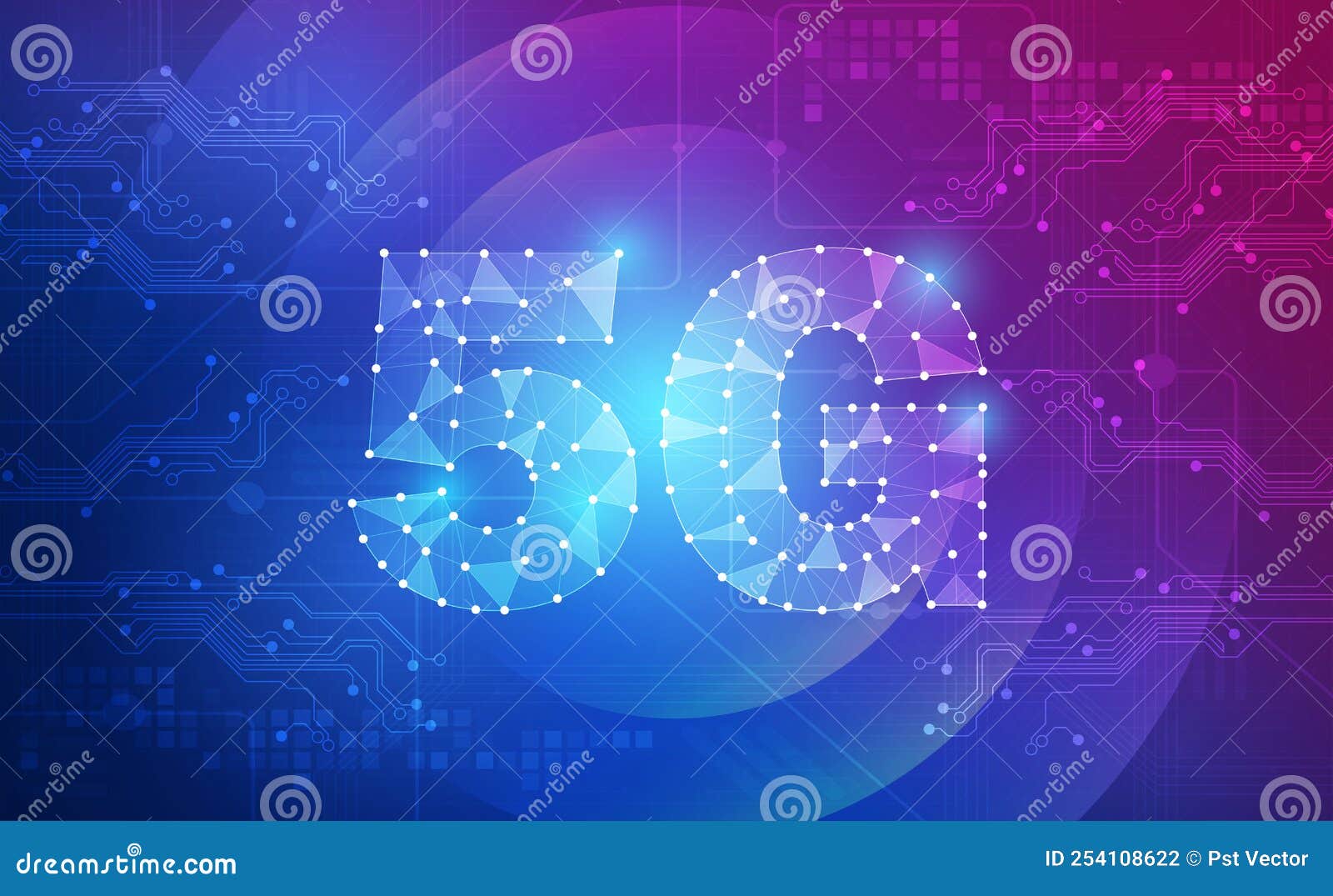 Digital Technology 5G Network Blue Pink Background, Technology Wifi ...