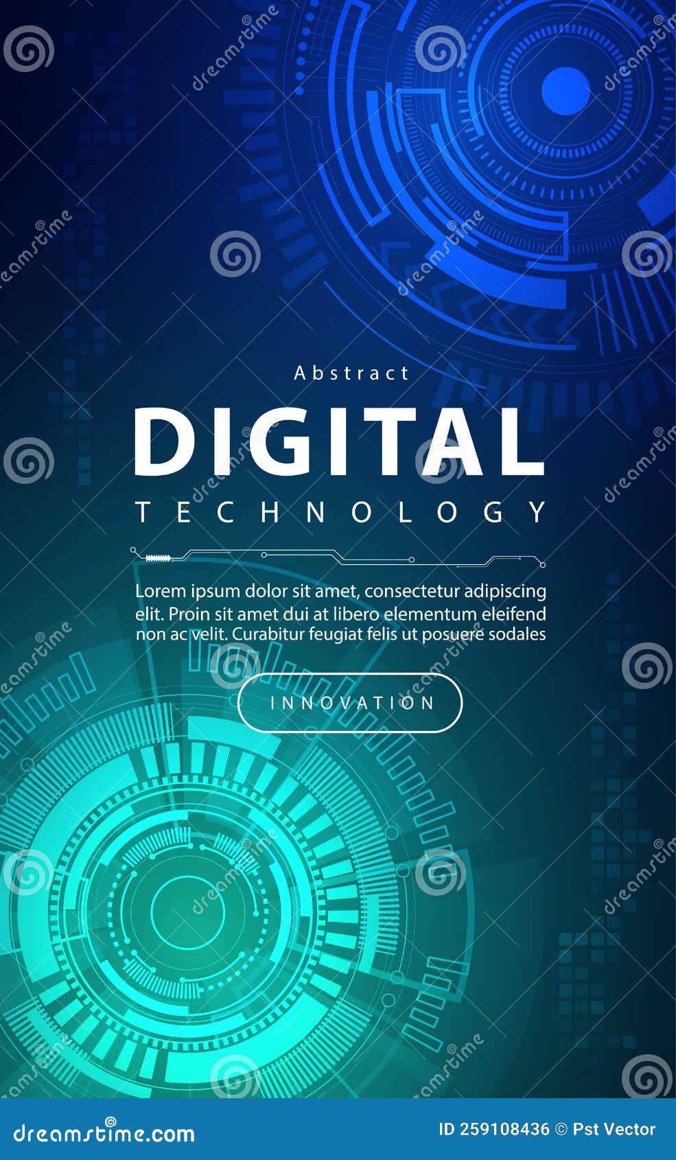 Digital Technology Banner Green Blue Background Concept, Cyber ...