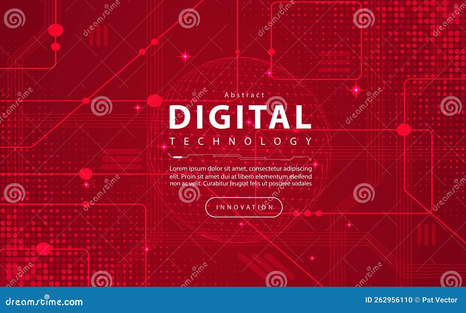 Digital Technology Banner Red Background Concept Circuit Technology ...