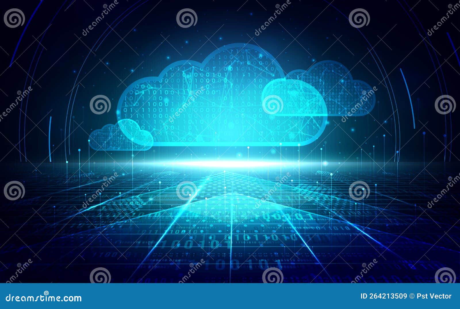 Digital Technology Cloud Service Blue Green Background Cyber Cloud Computing Abstract Upload ...