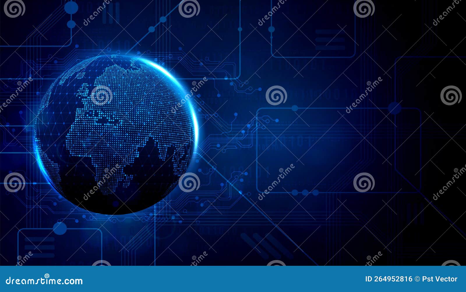 Digital Technology Worldwide Global Network Internet Connection Blue Background Abstract Cyber ...