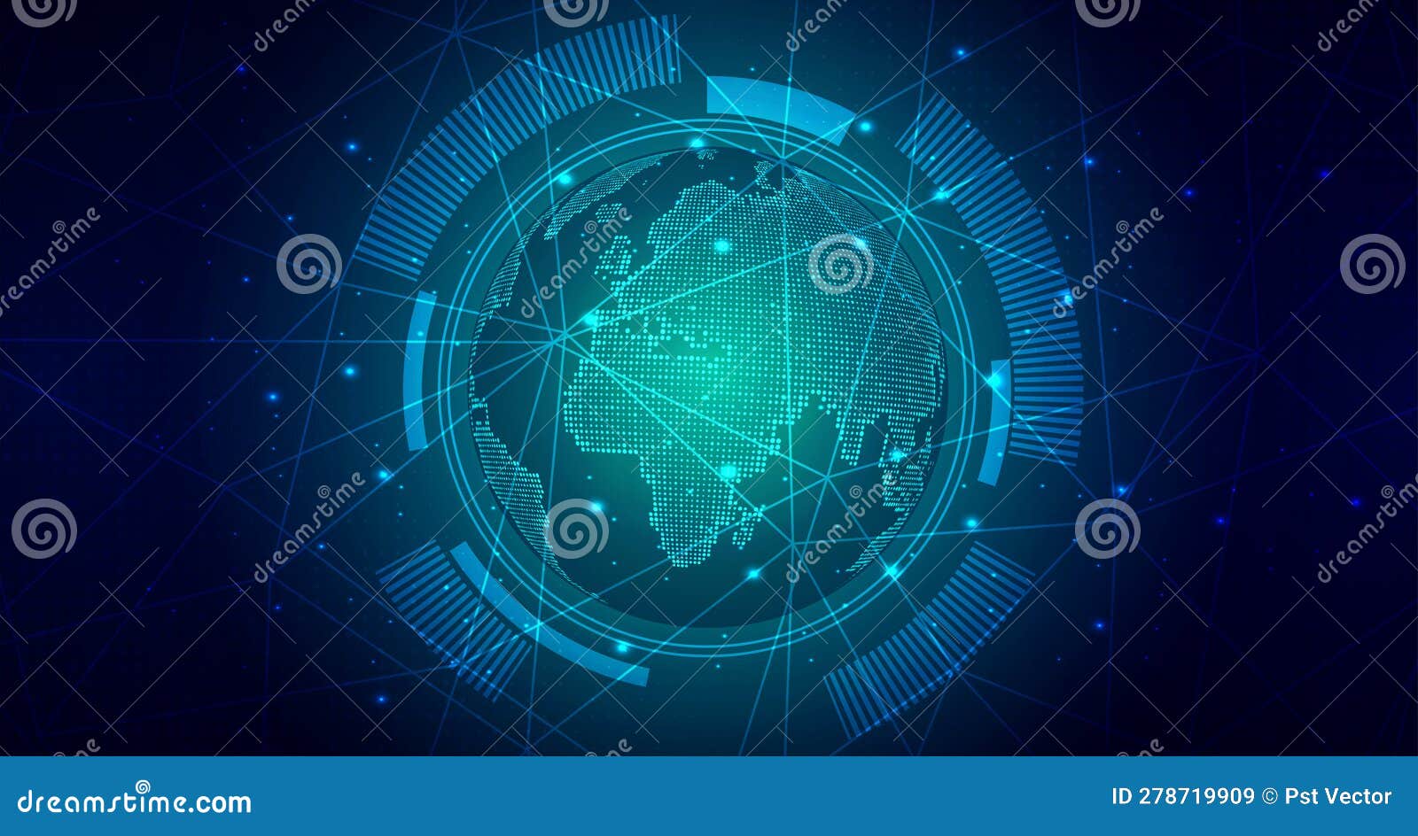 Digital Technology Worldwide Global Network Internet Connection Blue ...