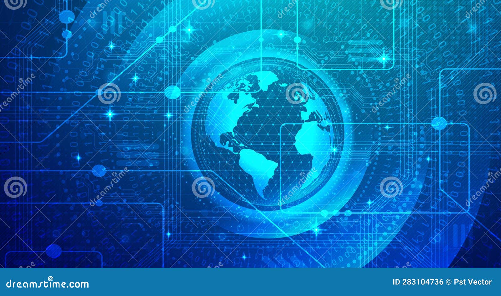 Digital Technology Worldwide Global Network Internet Connection Blue ...