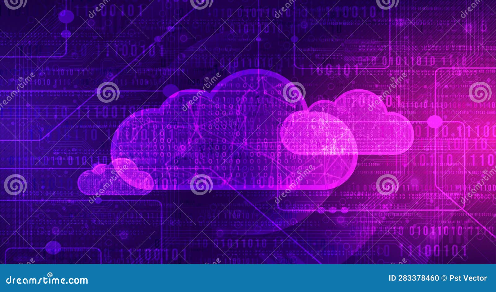 Digital Technology Cloud Service Blue Purple Background, Cyber Cloud ...