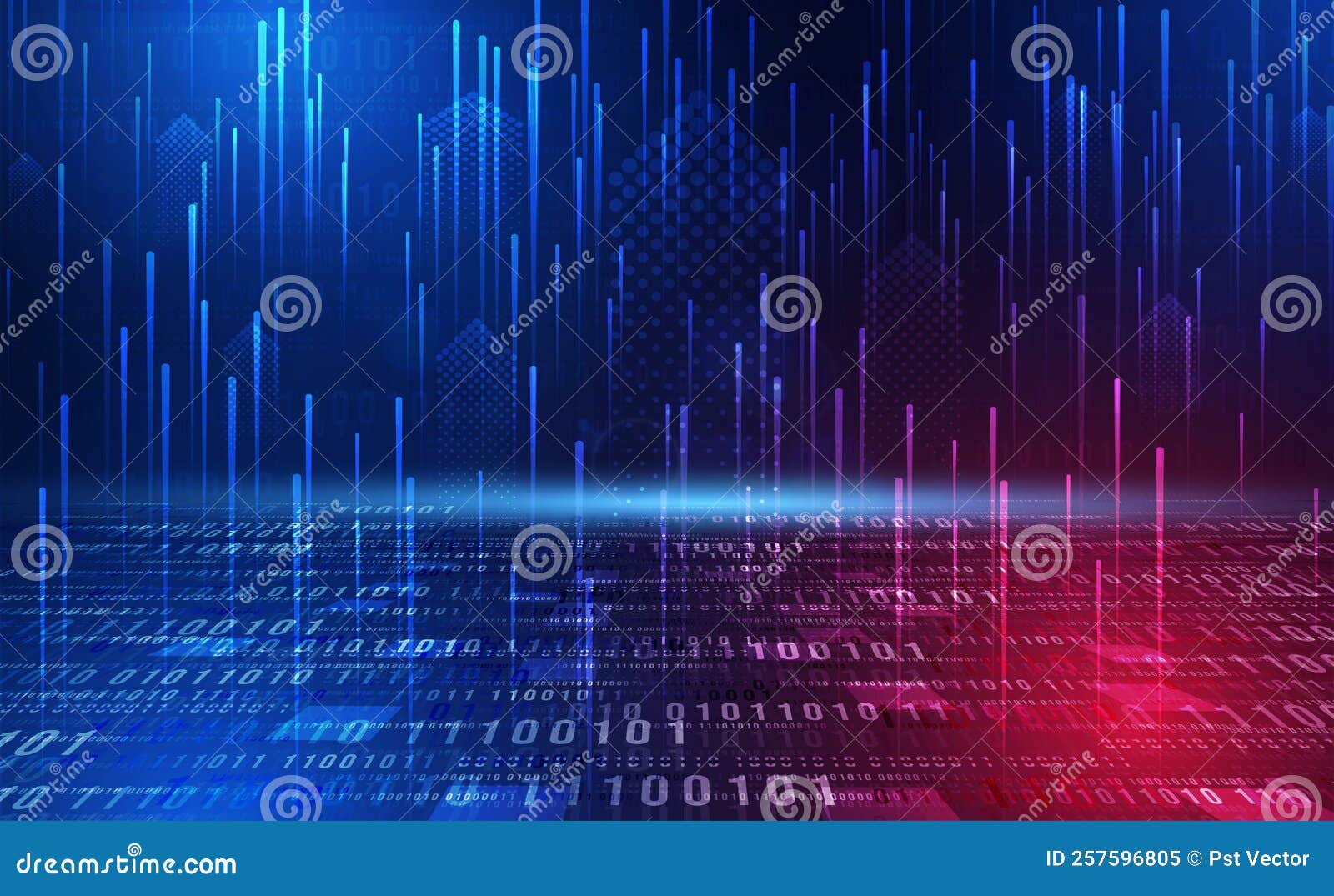 Digital Technology Binary Code Blue Background, Matrix Cyber Technology Security, Abstract ...