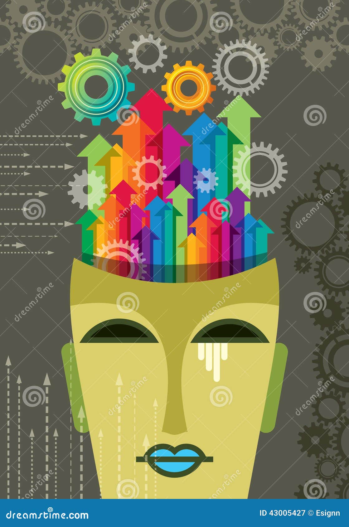 Abstract Technology Vector with Head Stock Vector - Illustration of ...