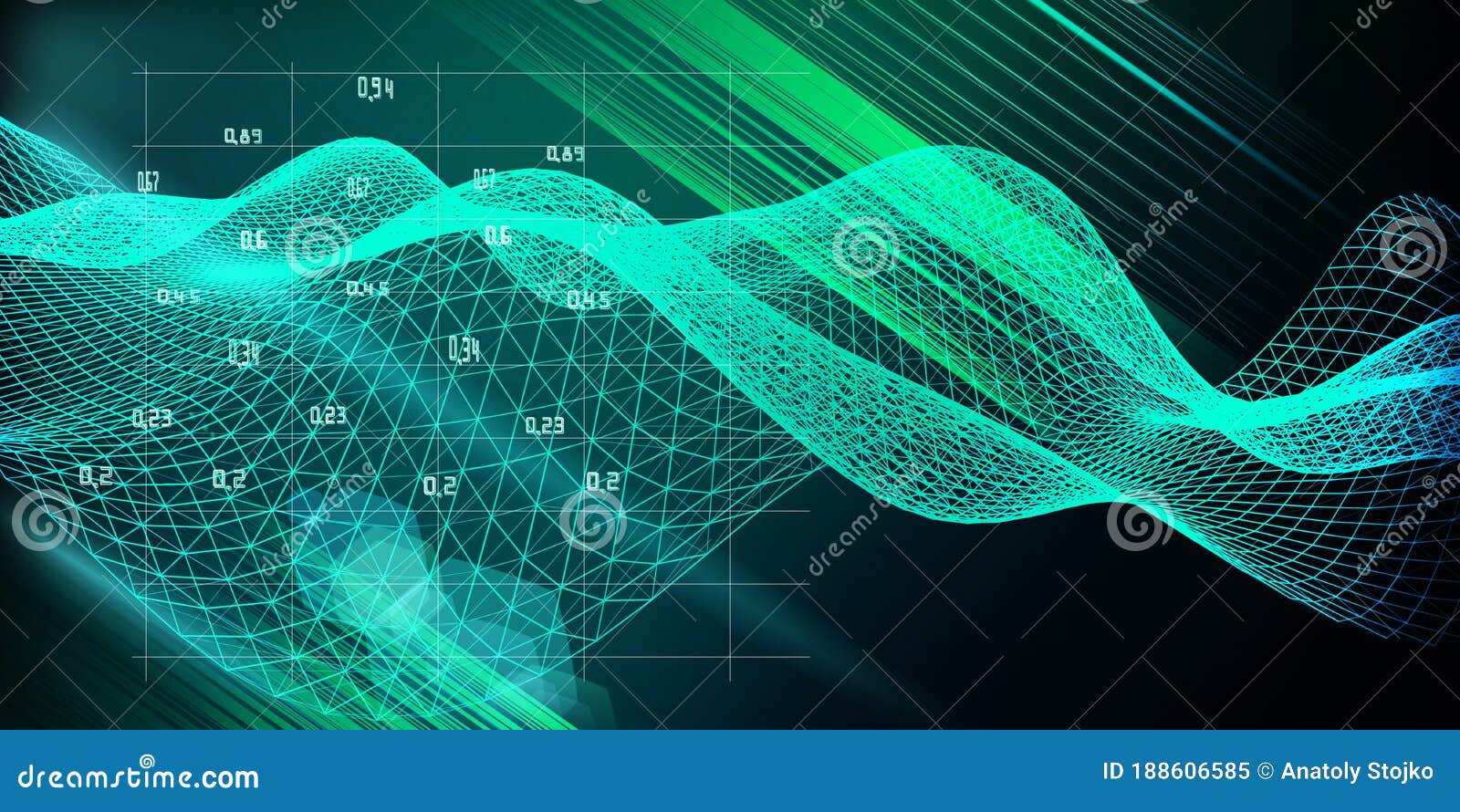 Abstract Technology Visualization Of Wavy Grid Artificial Intelligence Big Data Quantum