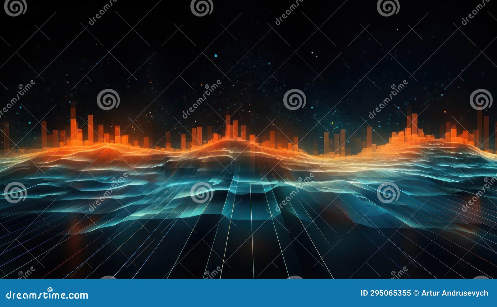Abstract Technology Wavy Background Design. Hi-tech, AI and Big Data ...