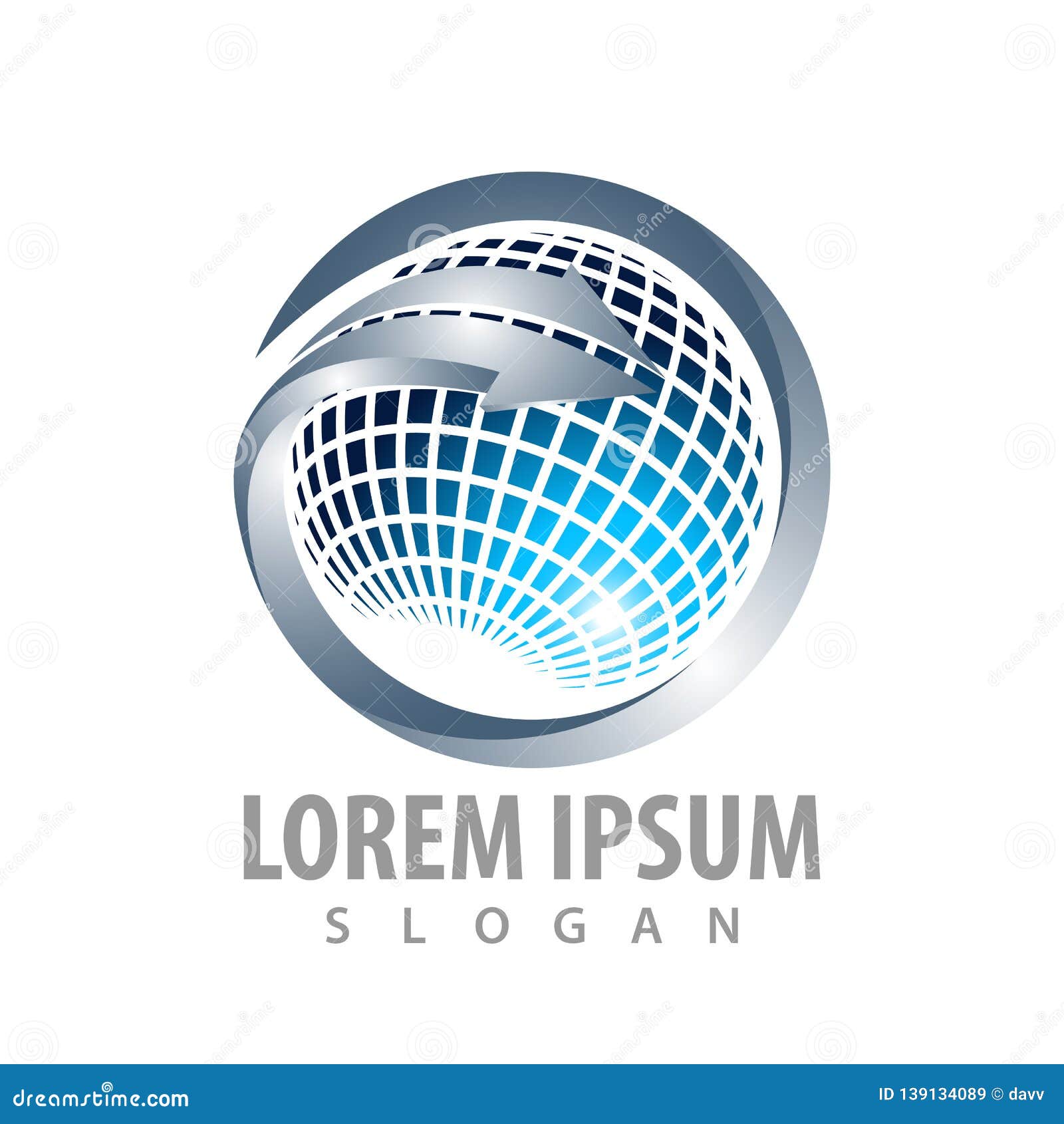 Abstract Technology World Blue Sphere Logo Concept Design. Symbol ...