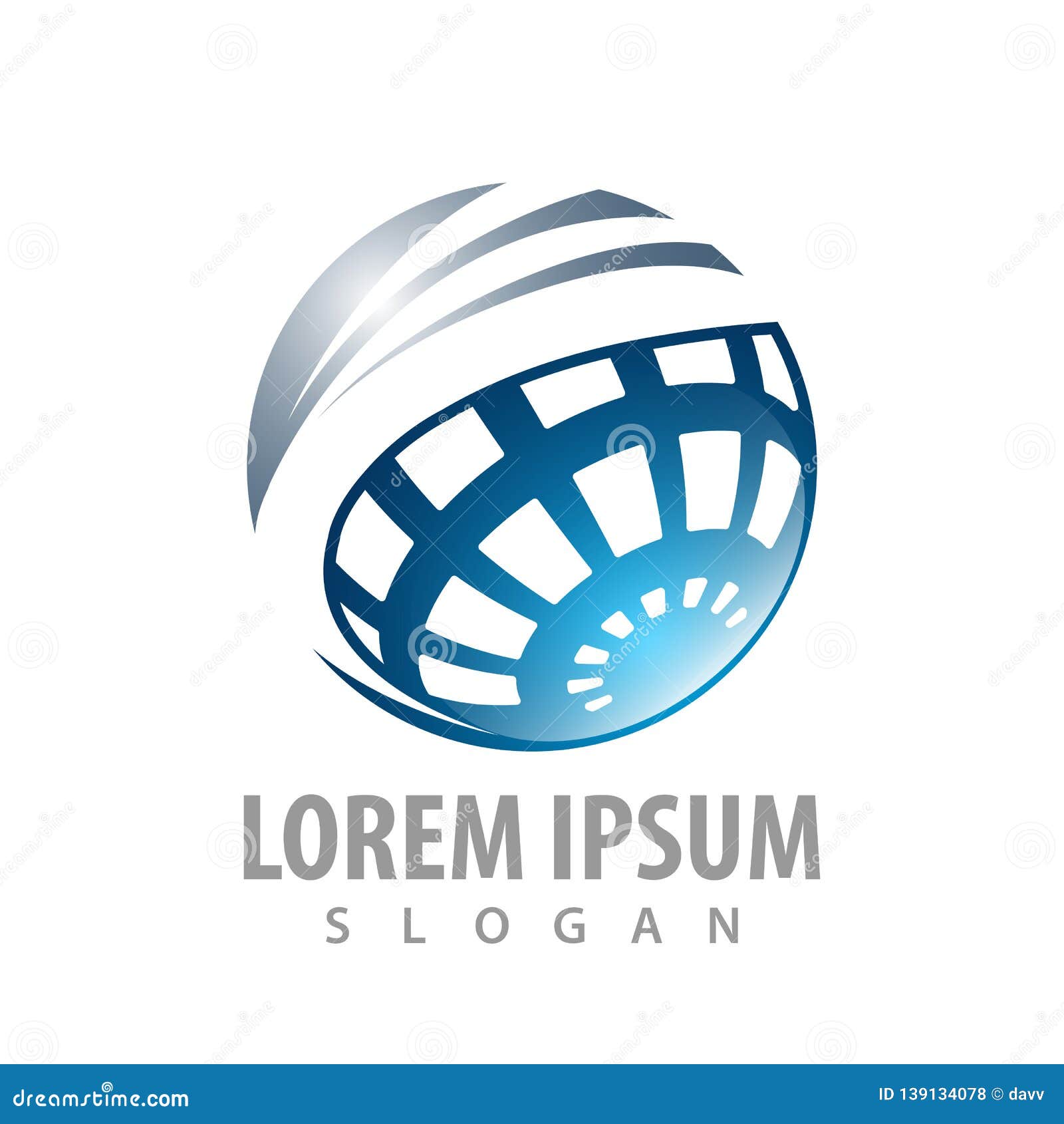 Abstract Technology World Blue Sphere Logo Concept Design. Symbol ...