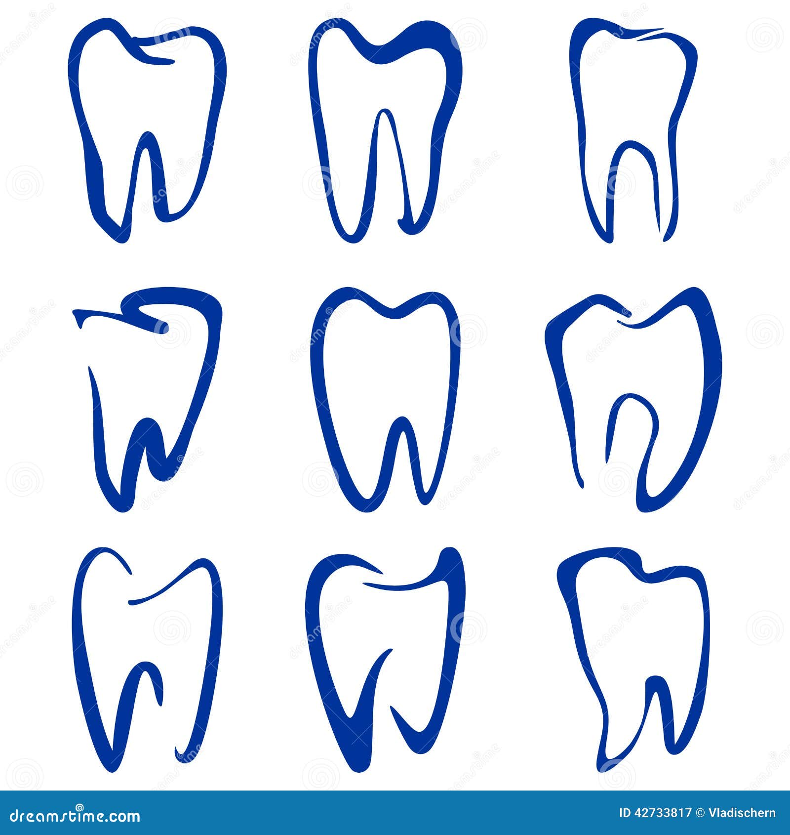 Abstract Teeth Set Sketch Cartoon Vecto Stock Vector - Illustration of ...