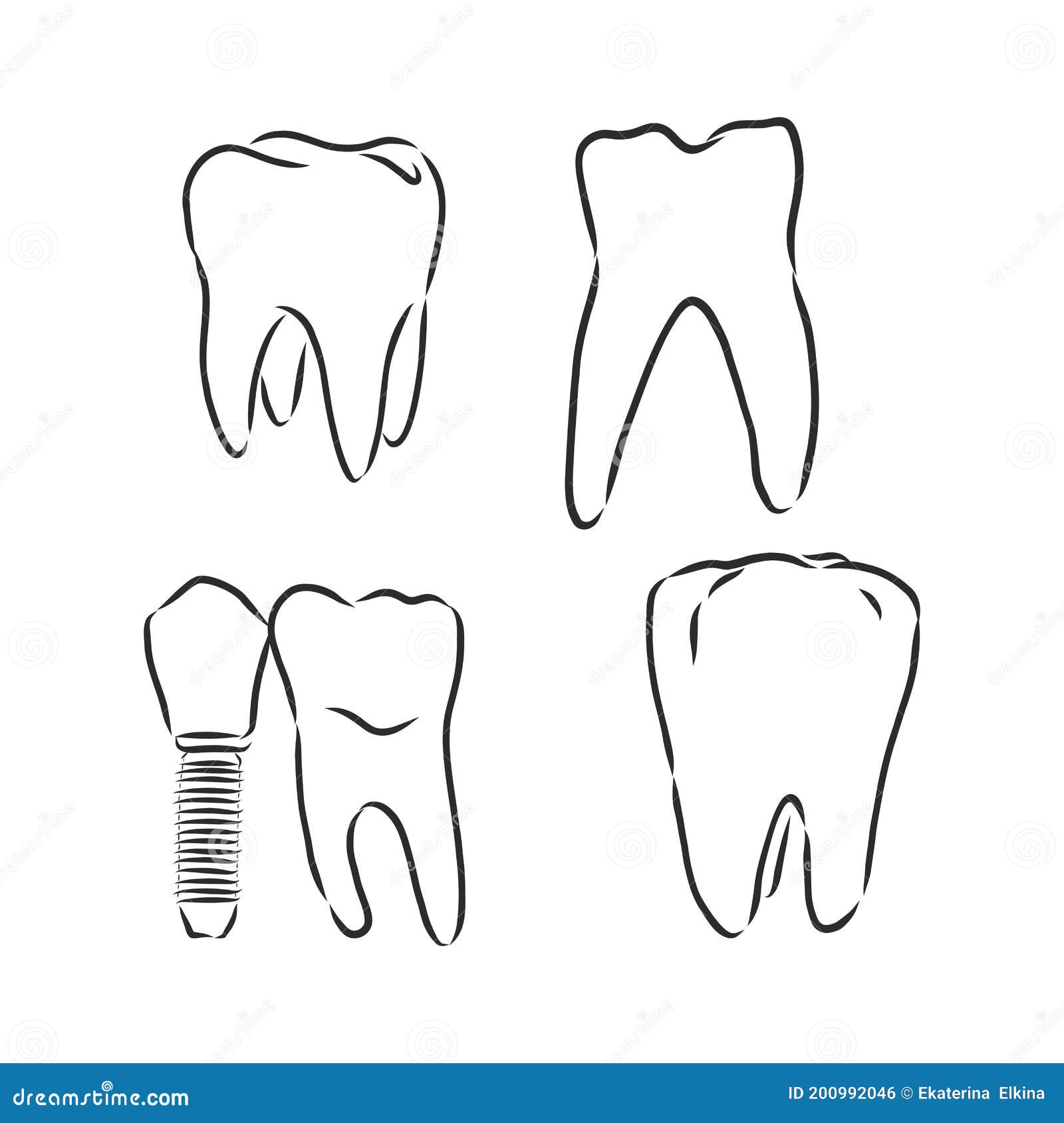 Abstract Teeth Set Sketch Vector Illustration, Tooth, Vector Sketch ...