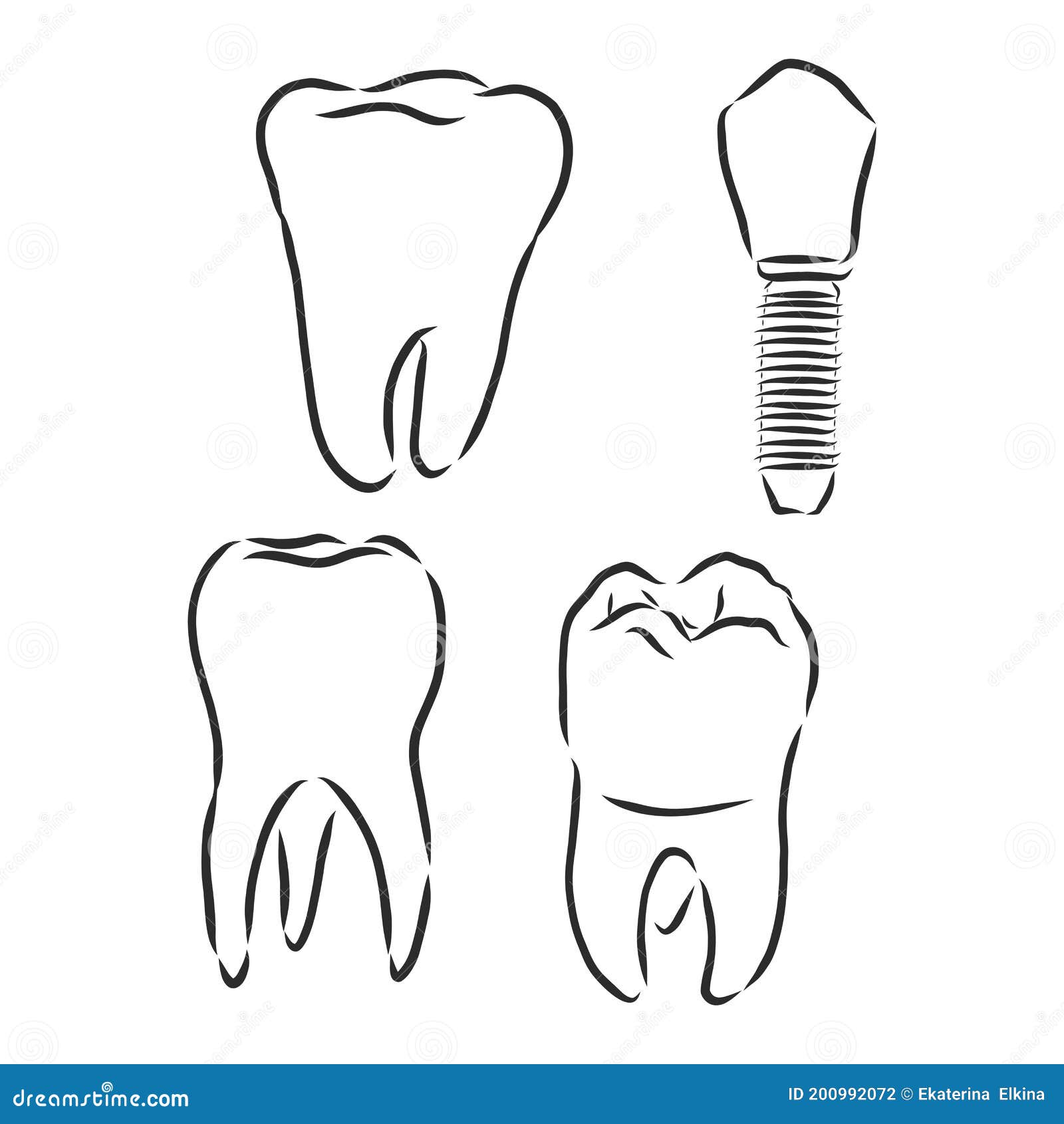 Abstract Teeth Set Sketch Vector Illustration, Tooth, Vector Sketch ...