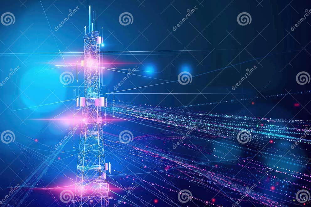 Abstract Telecom Technology Ultimate Connect Background. Generative AI ...