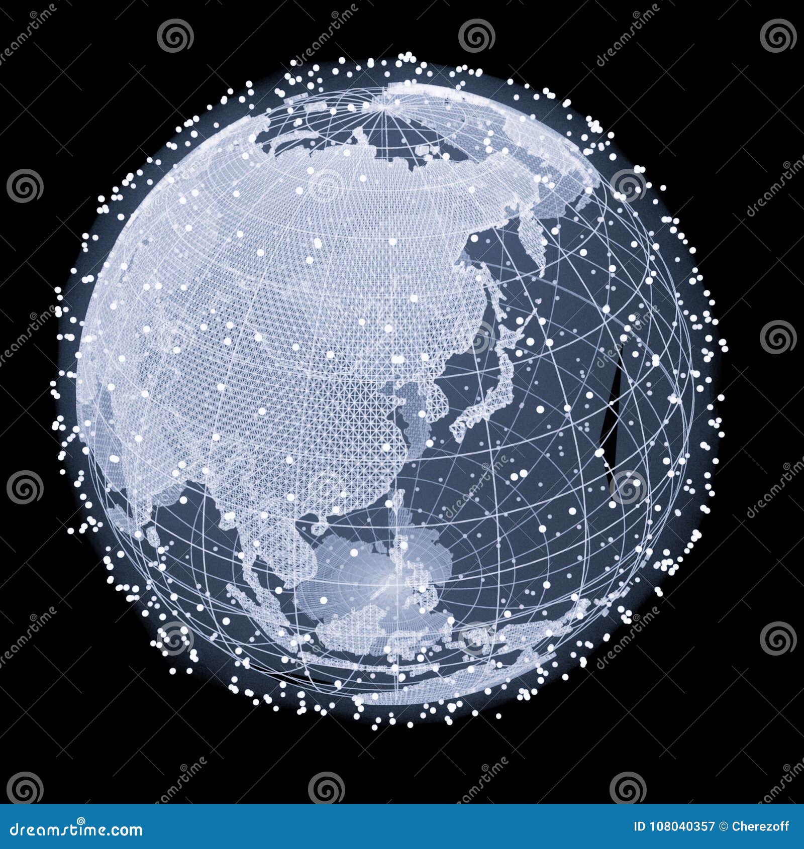Abstract Telecommunication Earth Map Stock Illustration - Illustration ...