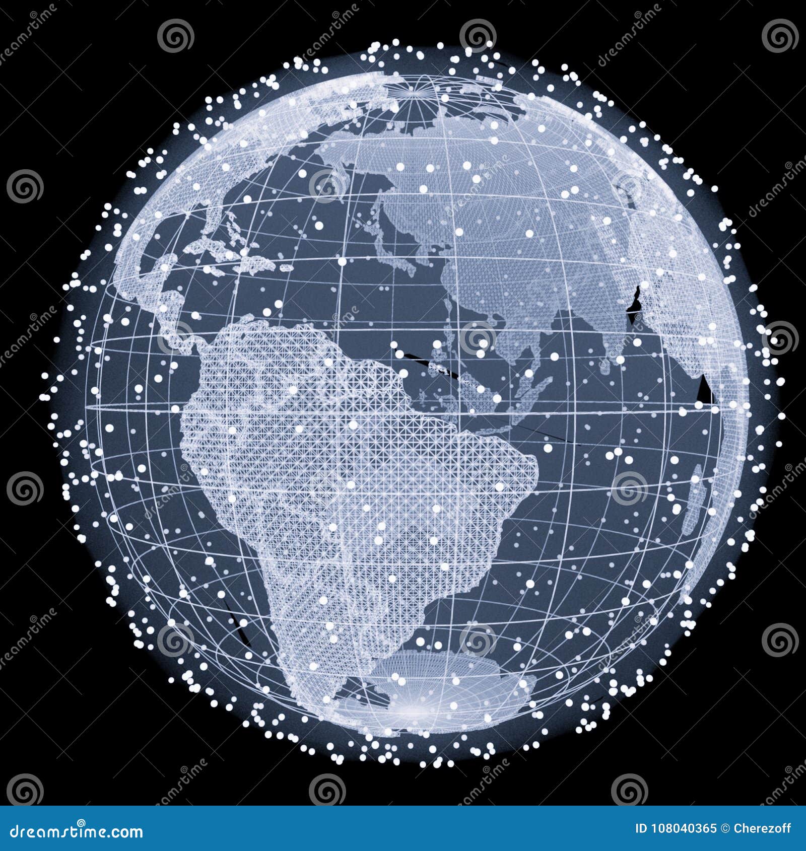 Abstract Telecommunication Earth Map Stock Illustration - Illustration ...
