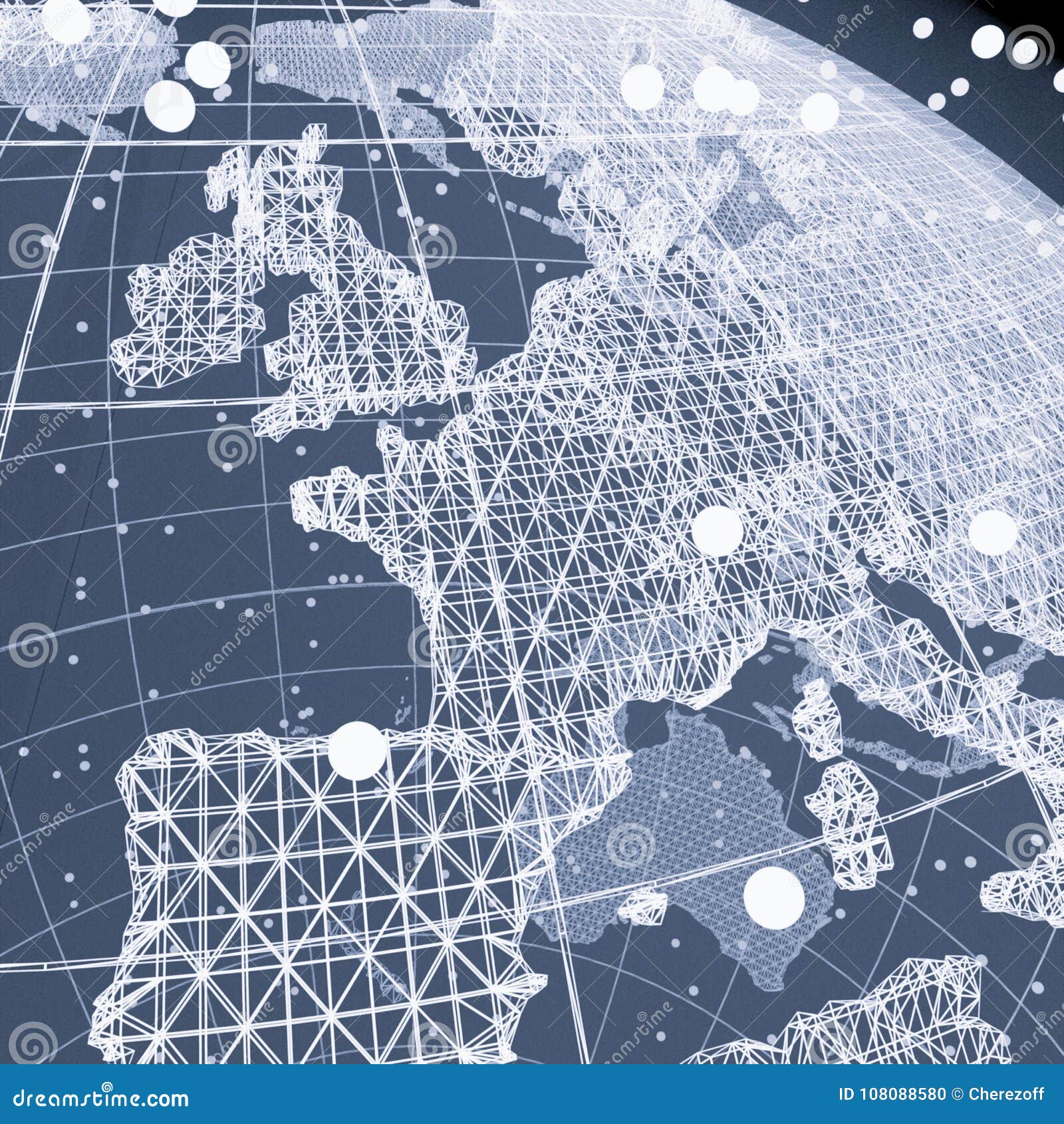 Abstract Telecommunication Earth Map Stock Photo - Image of digital ...