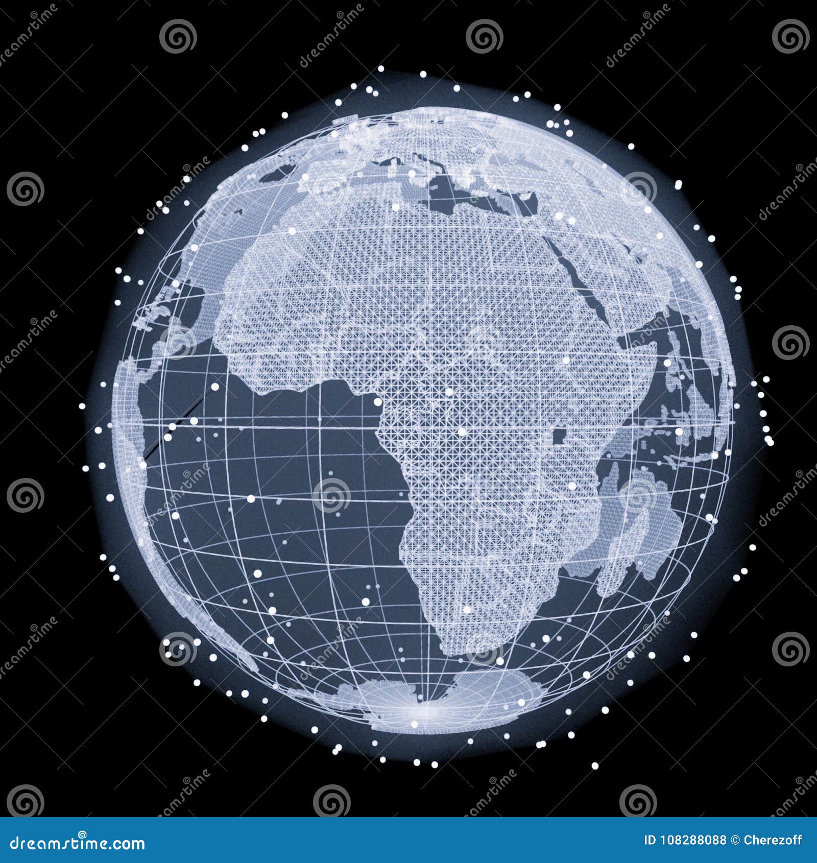 Abstract Telecommunication Earth Map Stock Illustration - Illustration ...