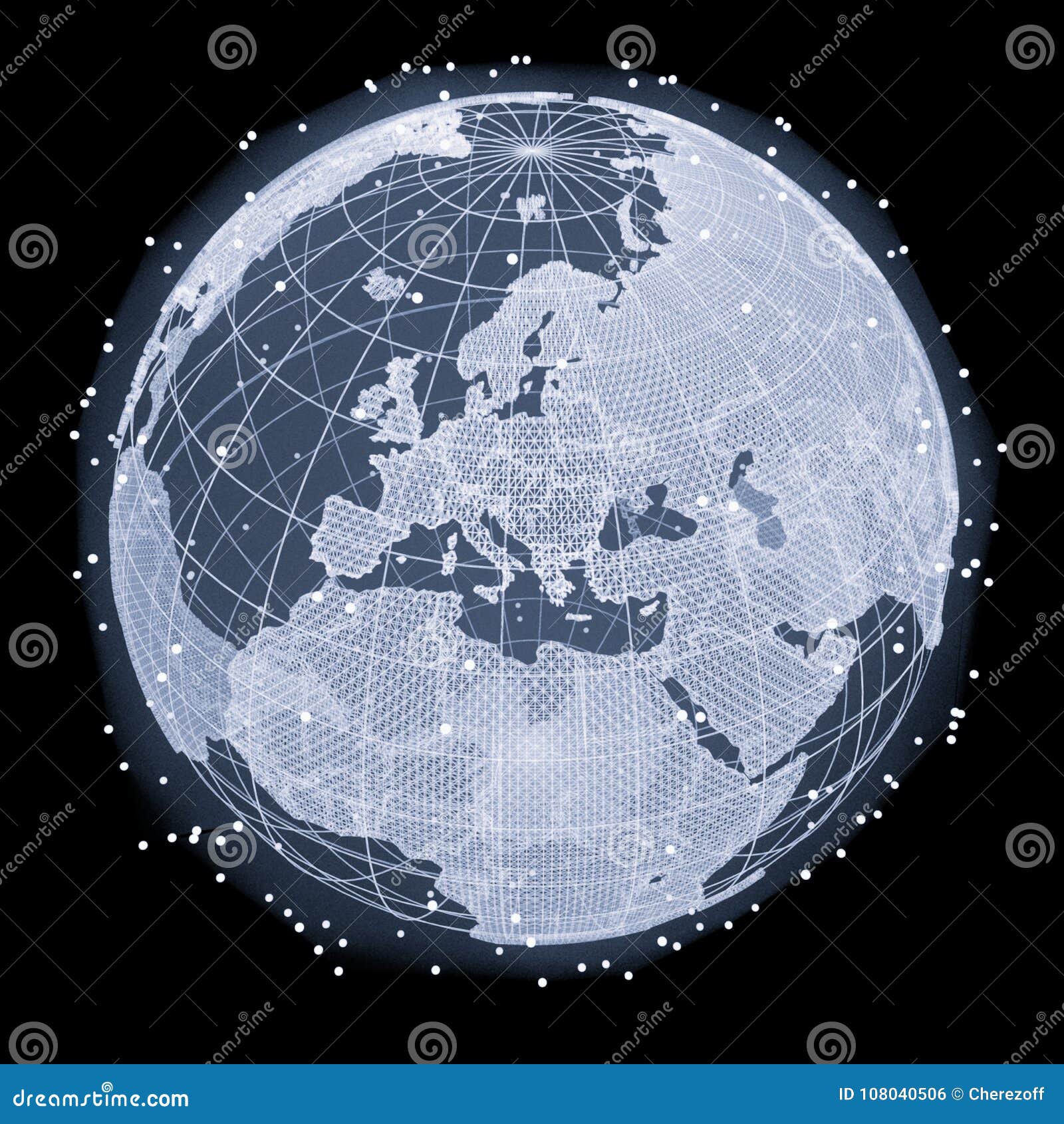 Abstract Telecommunication Earth Map Stock Illustration - Illustration ...