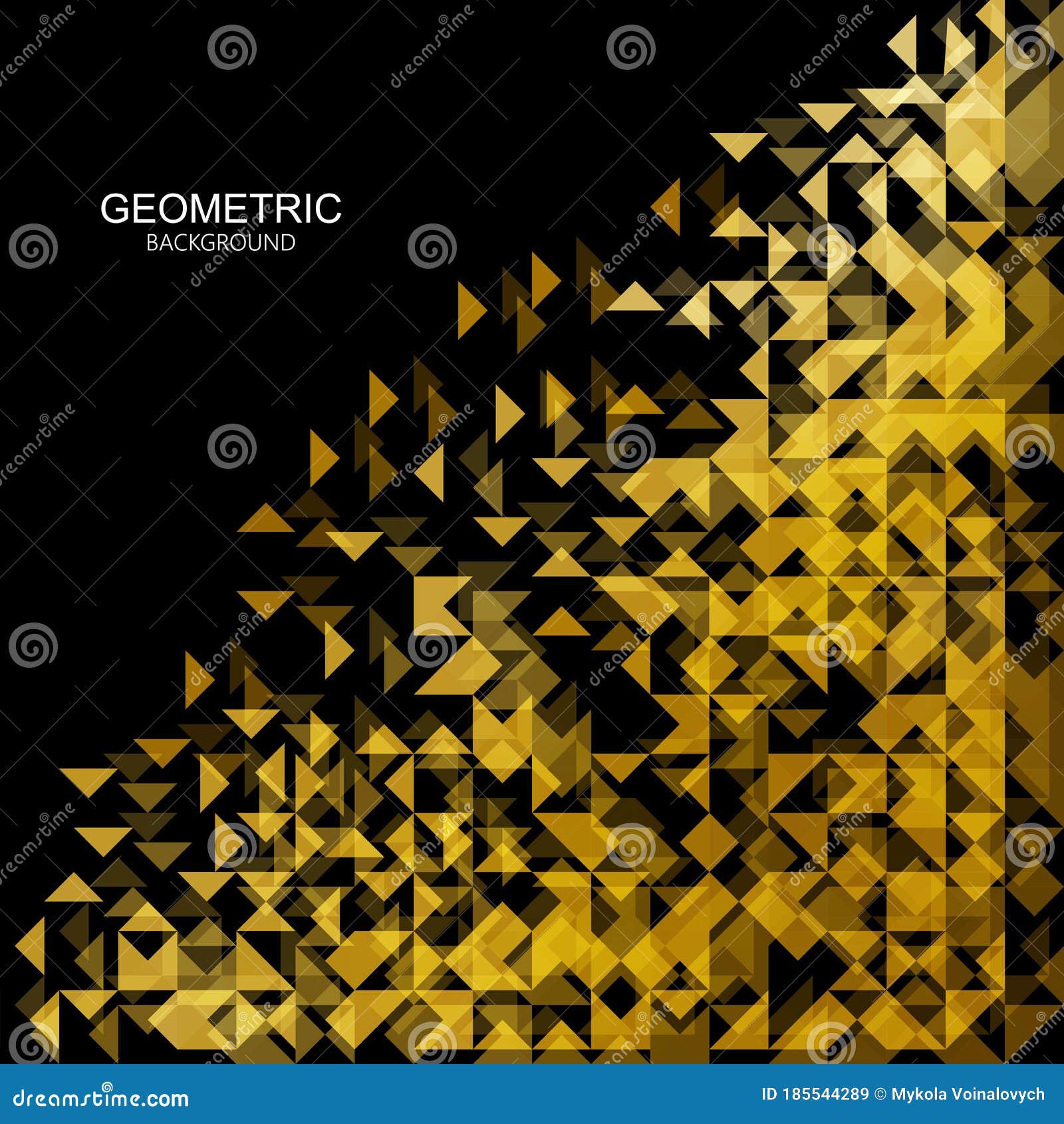 Abstract Template Black Background with Gold Triangle Shapes. Vector ...