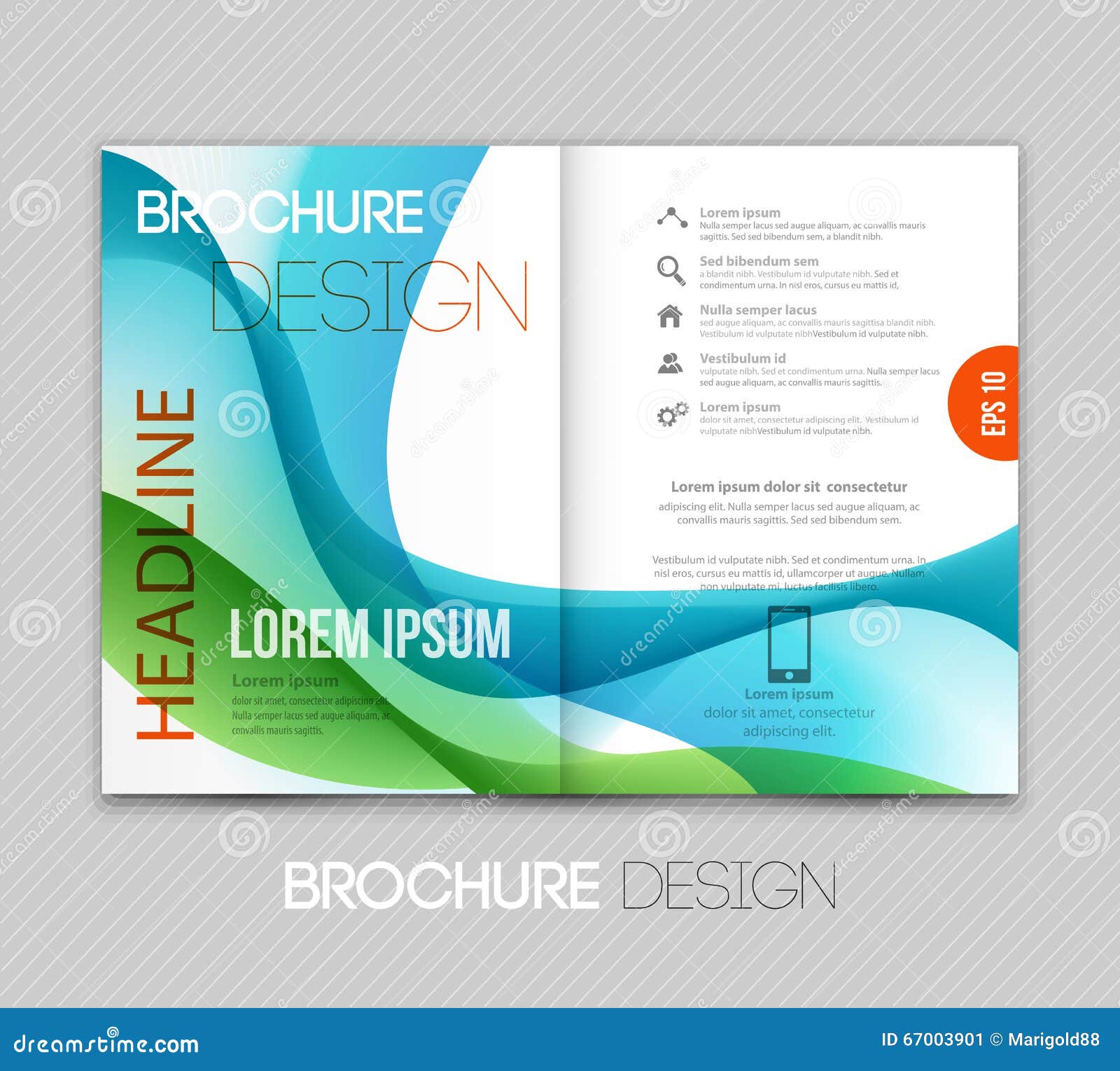 Abstract Template Brochure Design with Blue Wave Stock Vector ...