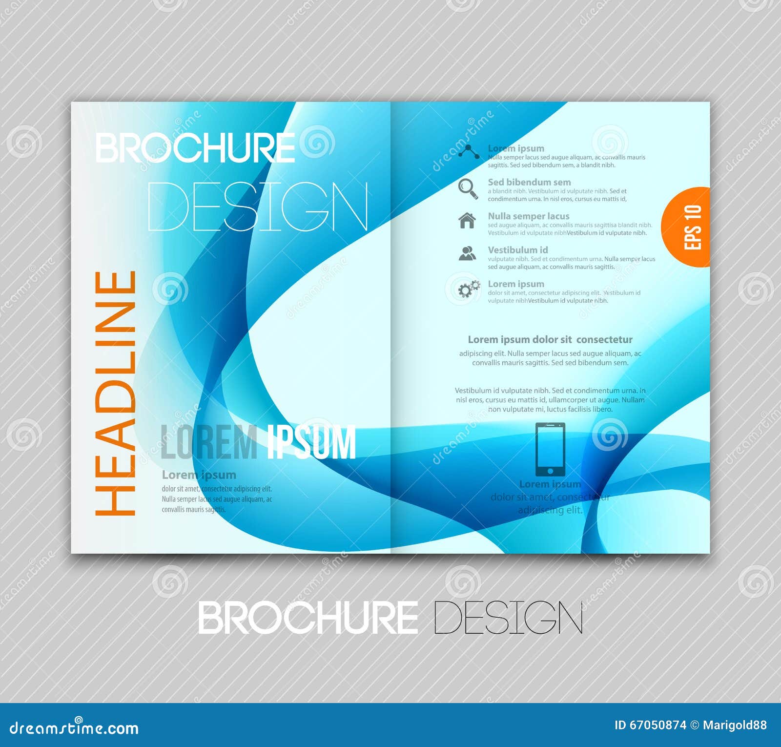 Abstract Template Brochure Design with Blue Wave Stock Vector ...