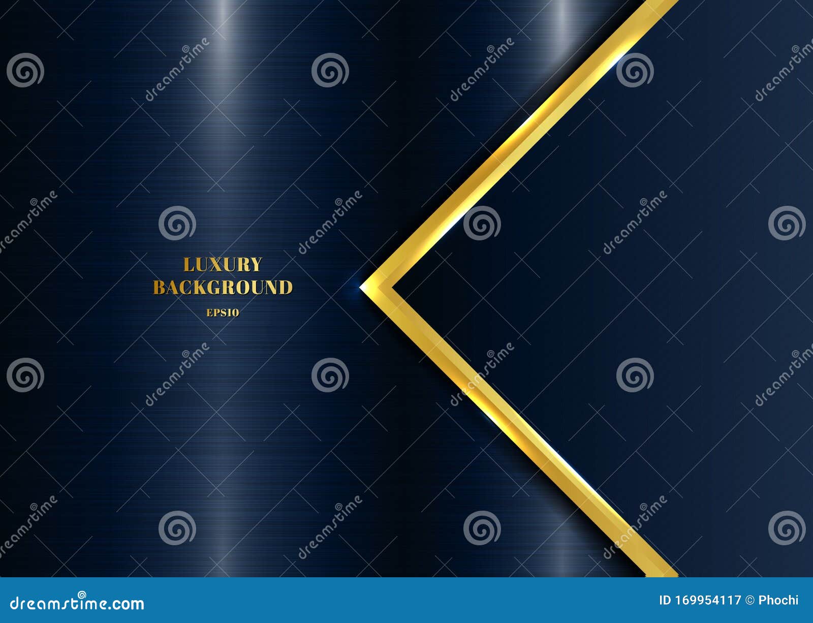 Abstract Template Geometric with Golden Border and Lighting Effect Blue ...