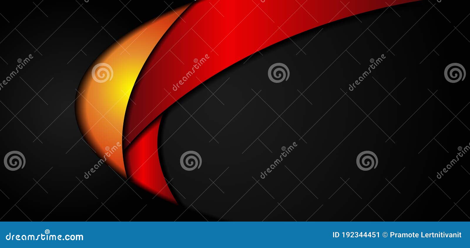 Abstract Template Red and Yellow Curve on Black Background with Space ...