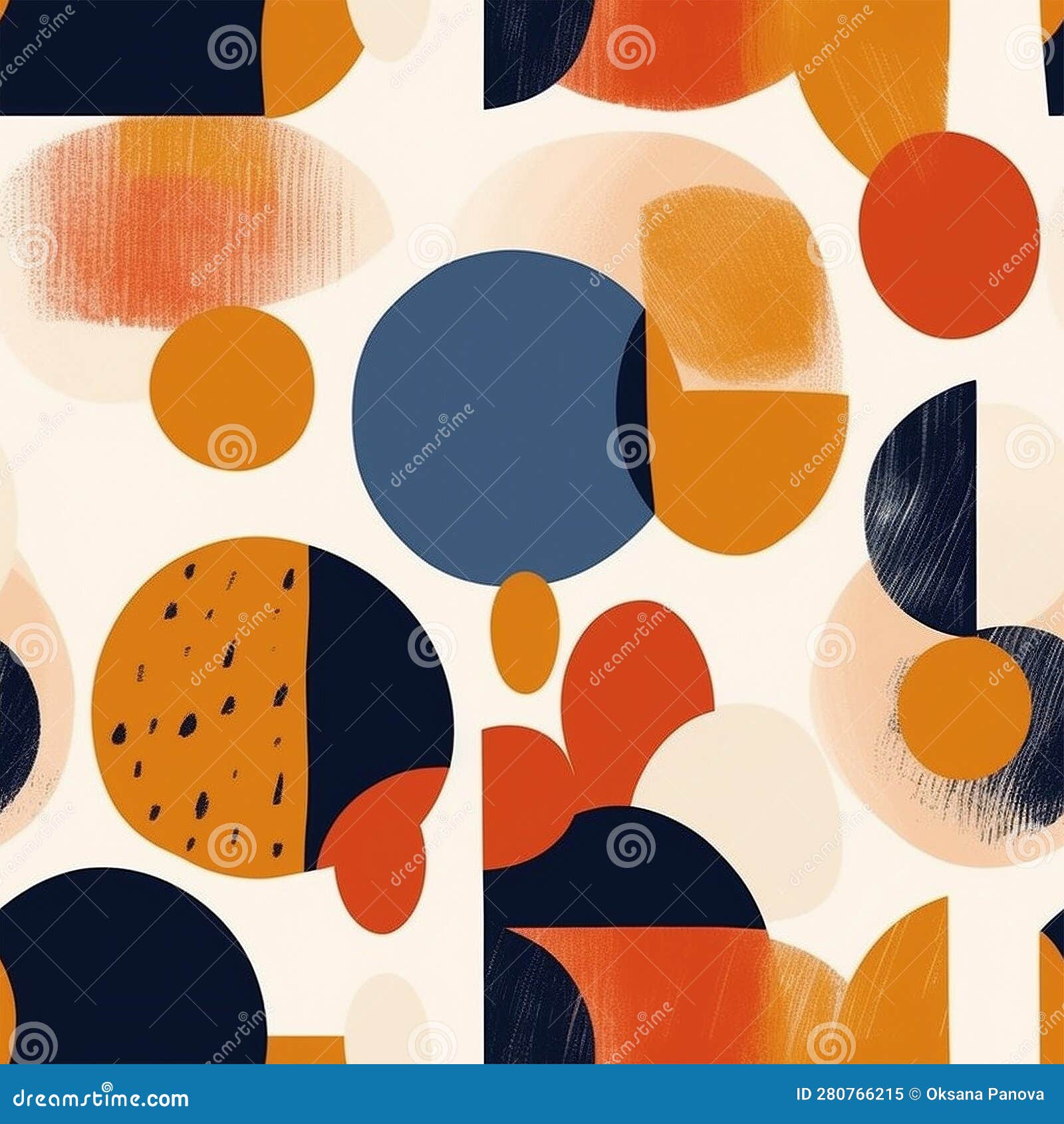 Abstract Terracotta, Blue, Orange Background with Figures. Generative ...