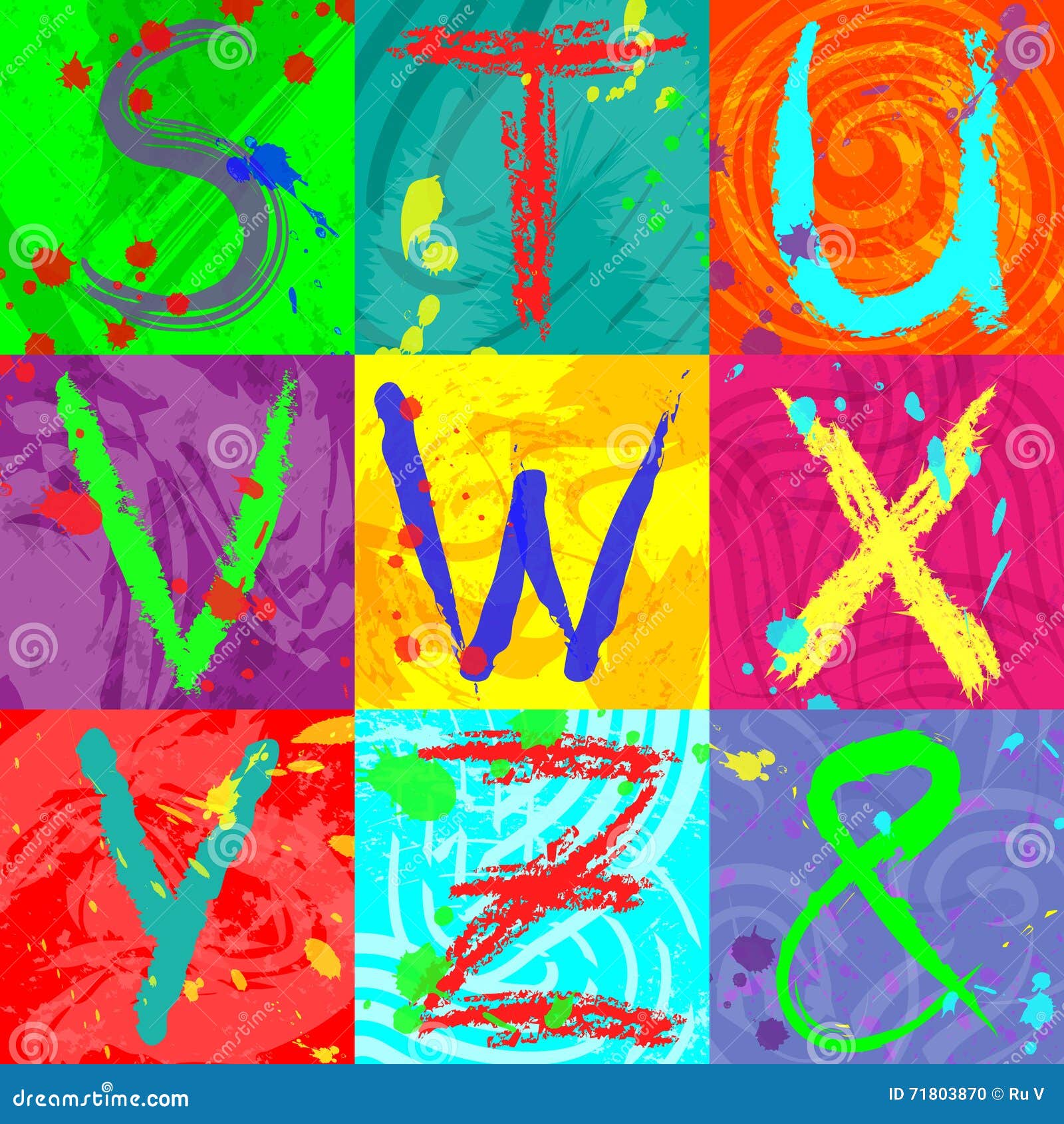 The Abstract Text Effect in Bright Colors Using Brushes, Spray, Ink ...