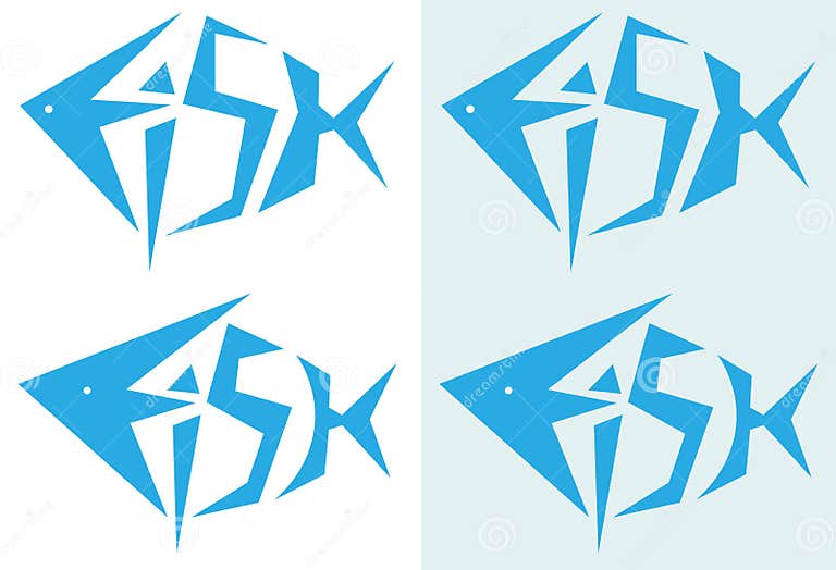 Abstract Text Fish Logo on White and Blue Background Minimalistic Stock ...