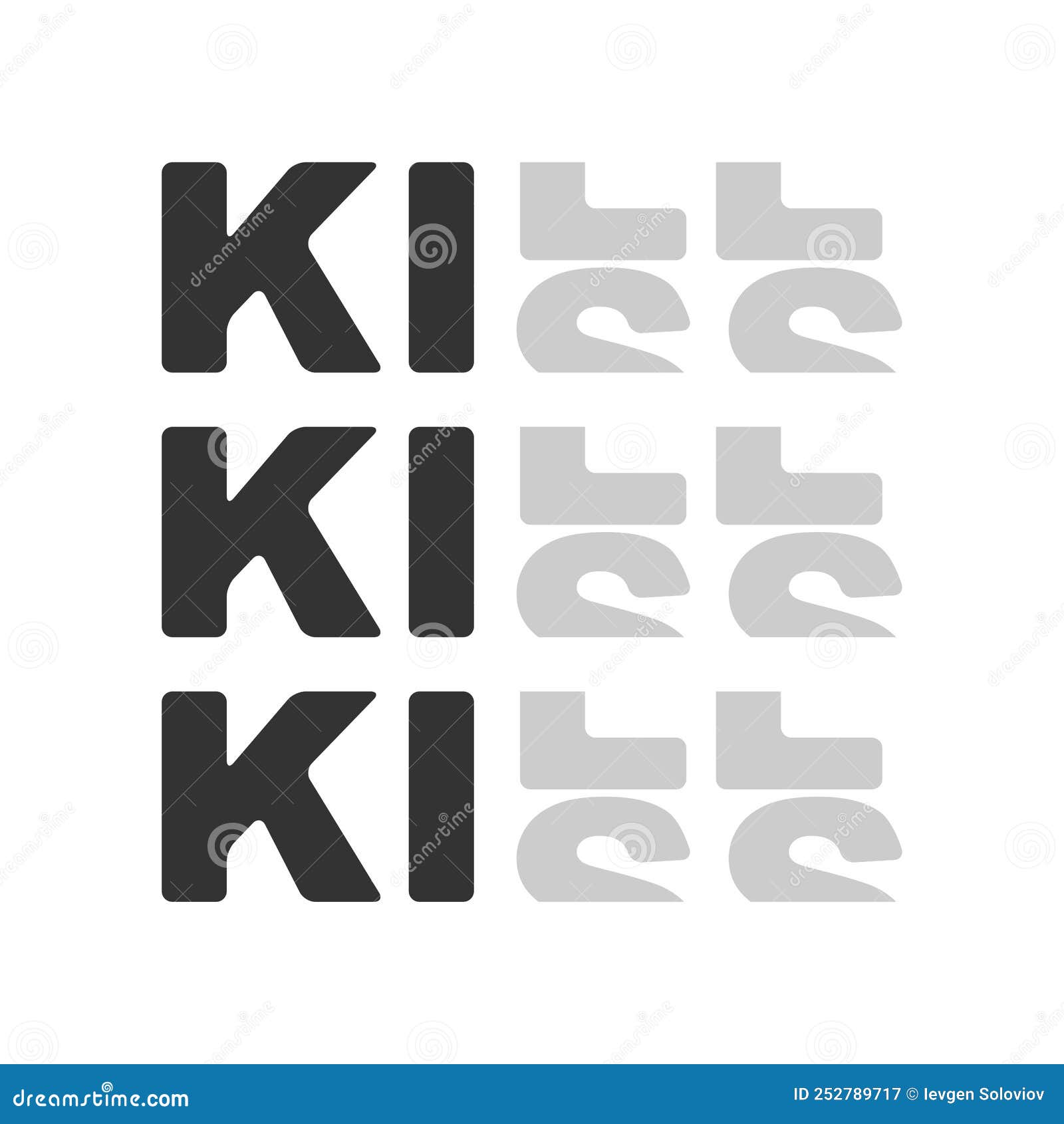 Kill and kiss words stock vector. Illustration of word - 252789717