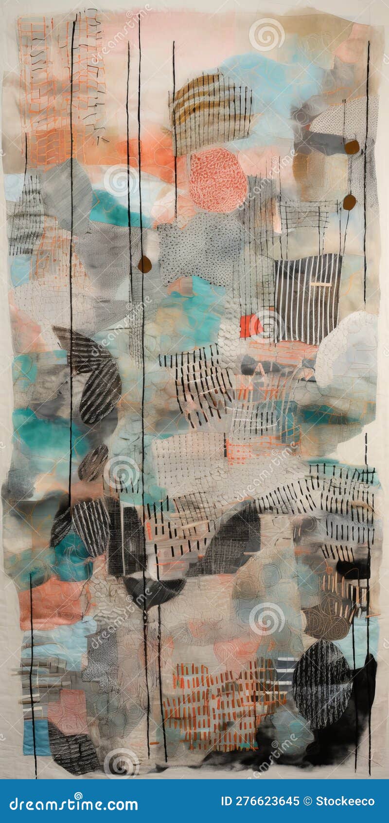Abstract Textile Art with Stark Brushstrokes and Pastel Colors Stock ...