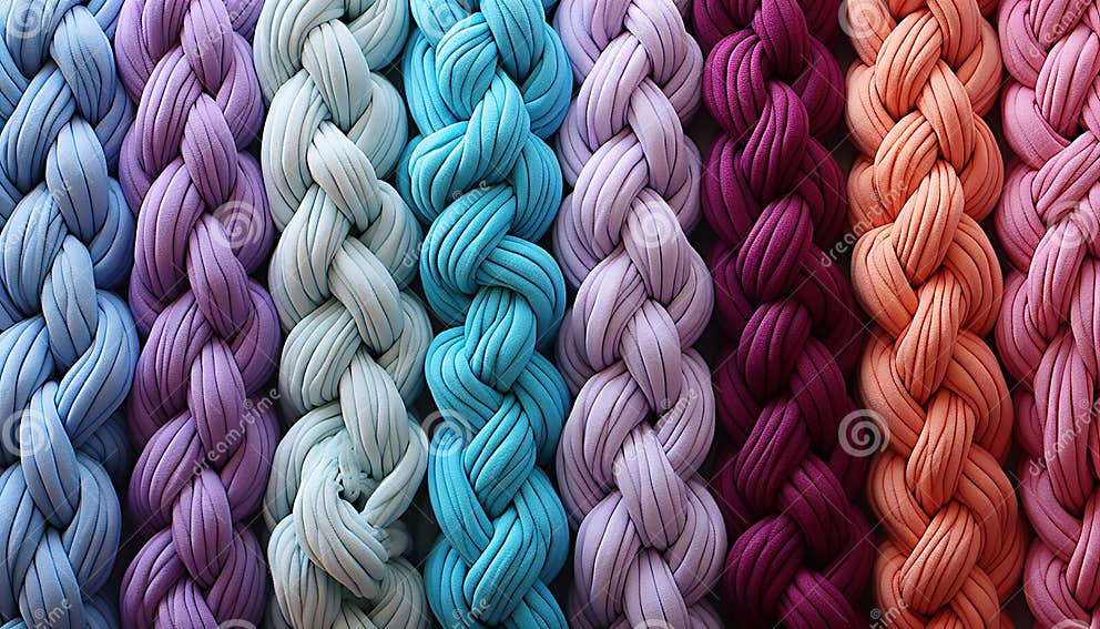 Abstract Textile Design with Intertwined Threads in Multi Colored ...