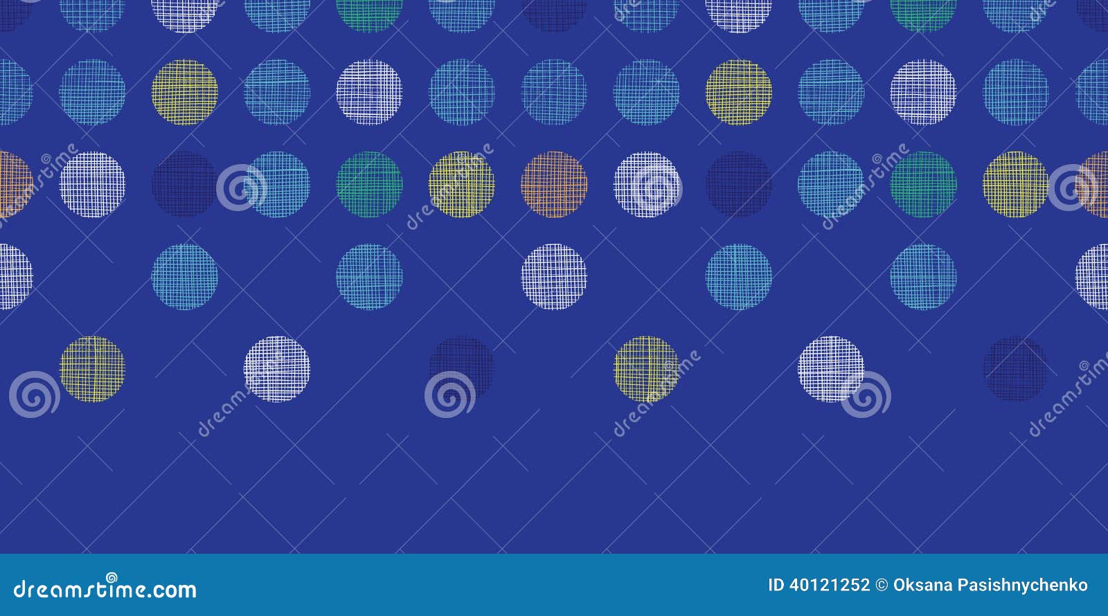 Abstract Textile Polka Dots on Blue Horizontal Seamless Pattern ...