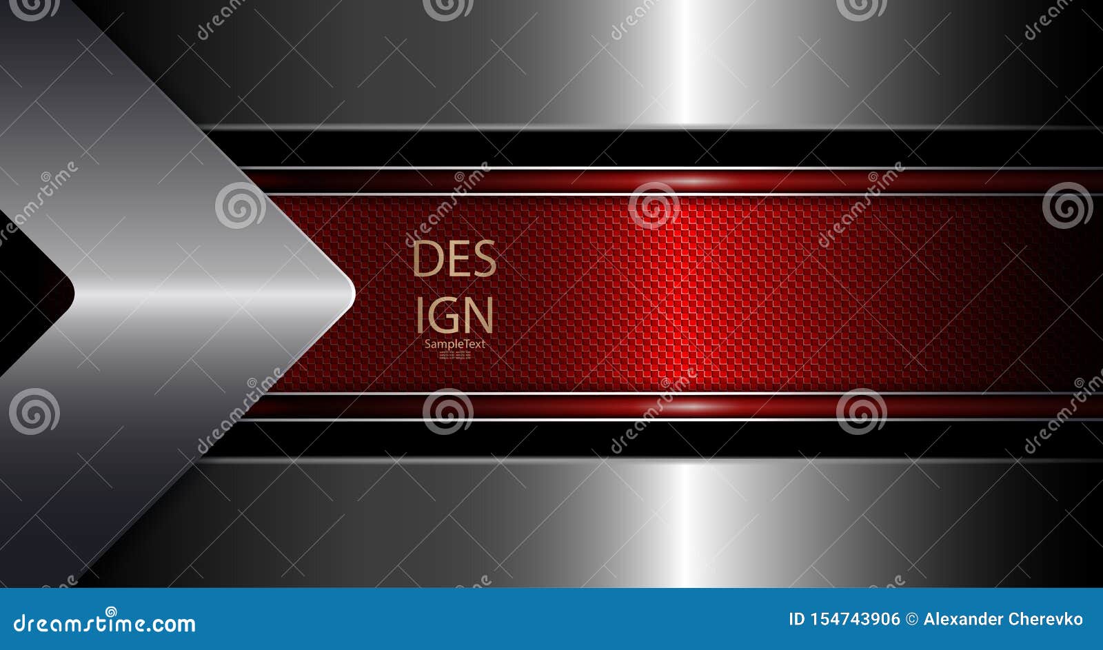 Abstract Textural Red Design with an Arrow and a Border of a Metallic ...