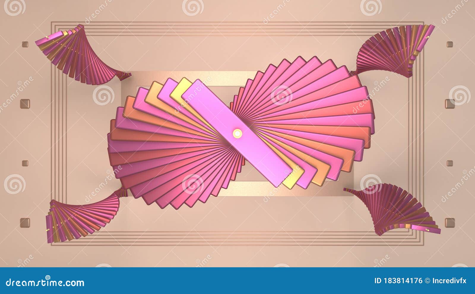 Abstract Metallic Shiny Rotating Kinetic Sculpture 3D Art Moving ...