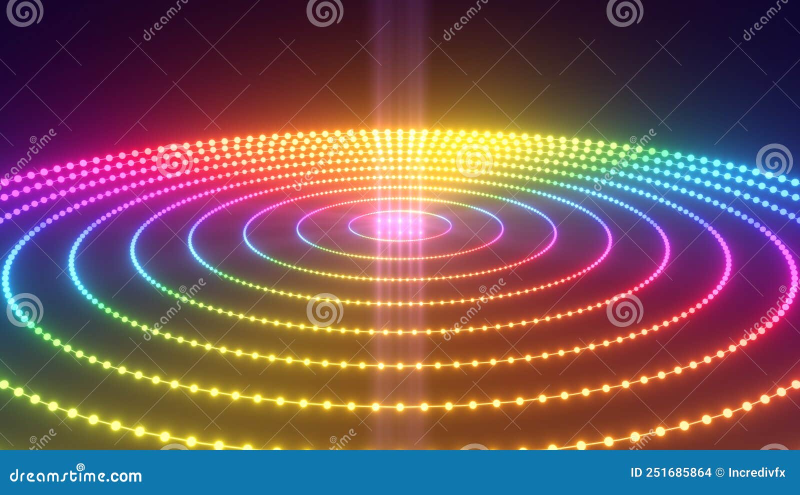 Abstract Rotating Rainbow Spectrum Rings Glowing Future Neon Lights ...