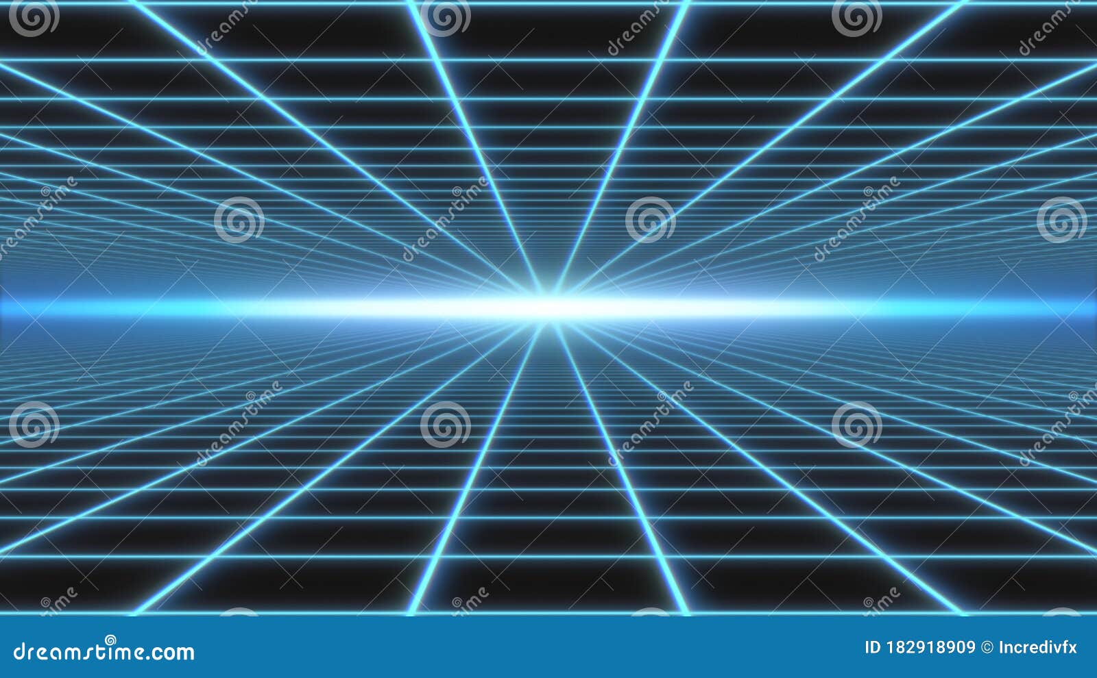 Fly through Rotating Retro 80s Synthwave Grid with Glowing Horizon ...