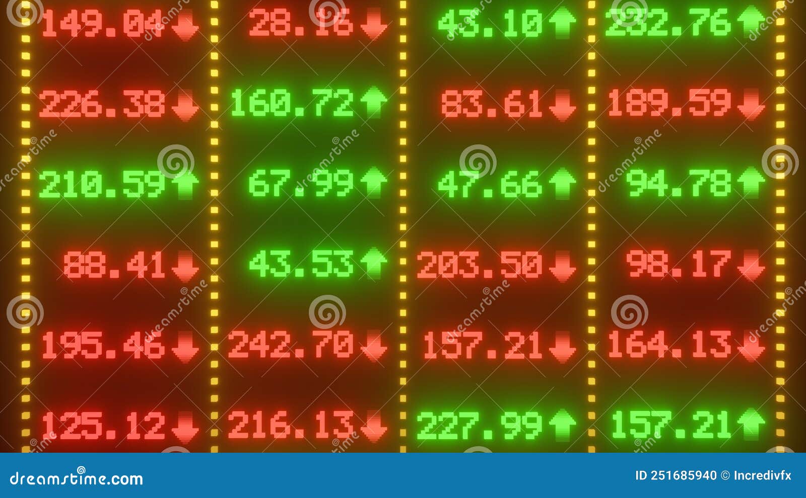 Red and Green Stock Market Tickers Finance Screen Data Numbers Moving ...
