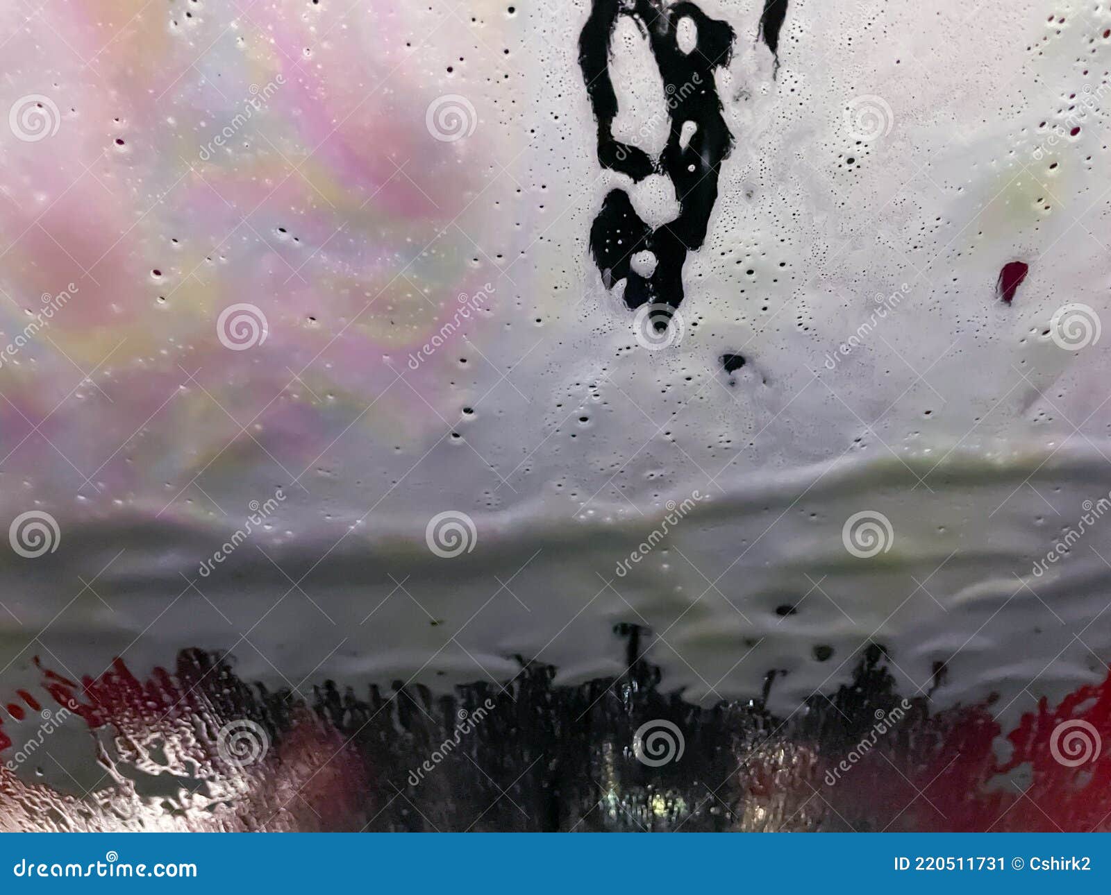Abstract Texture Background View of a Windshield in a Car Wash Stock ...
