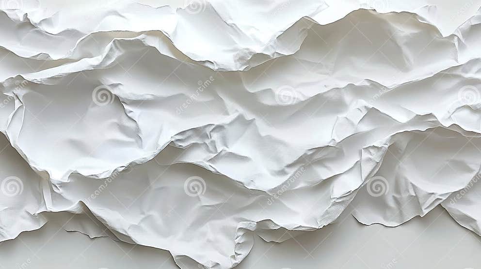 Abstract Texture of Crumpled White Paper, Creating a Wave-like Pattern ...