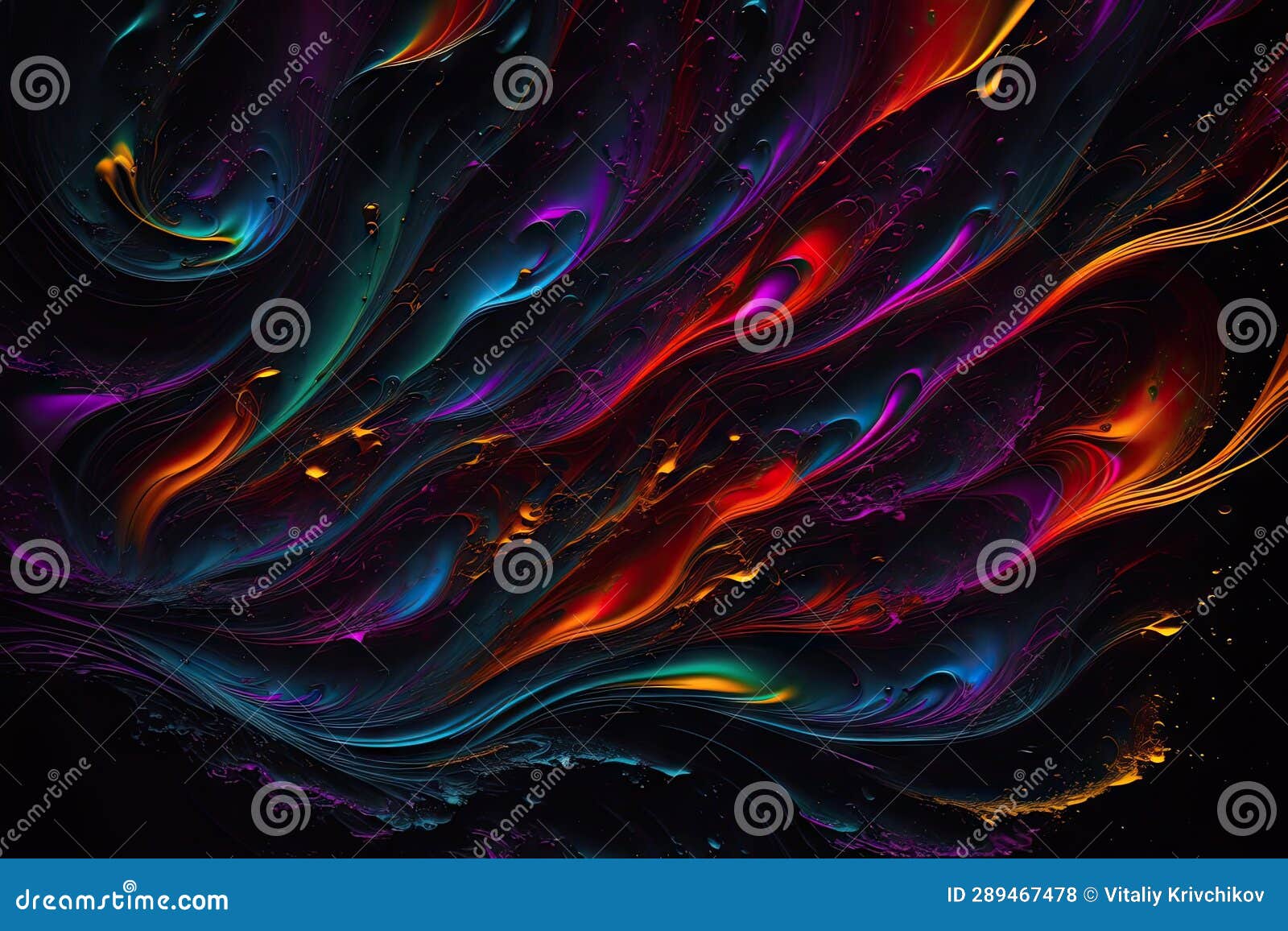 Abstract Texture of Flow Multi Vibrant Vivid Liquid Colors. Digital Art ...