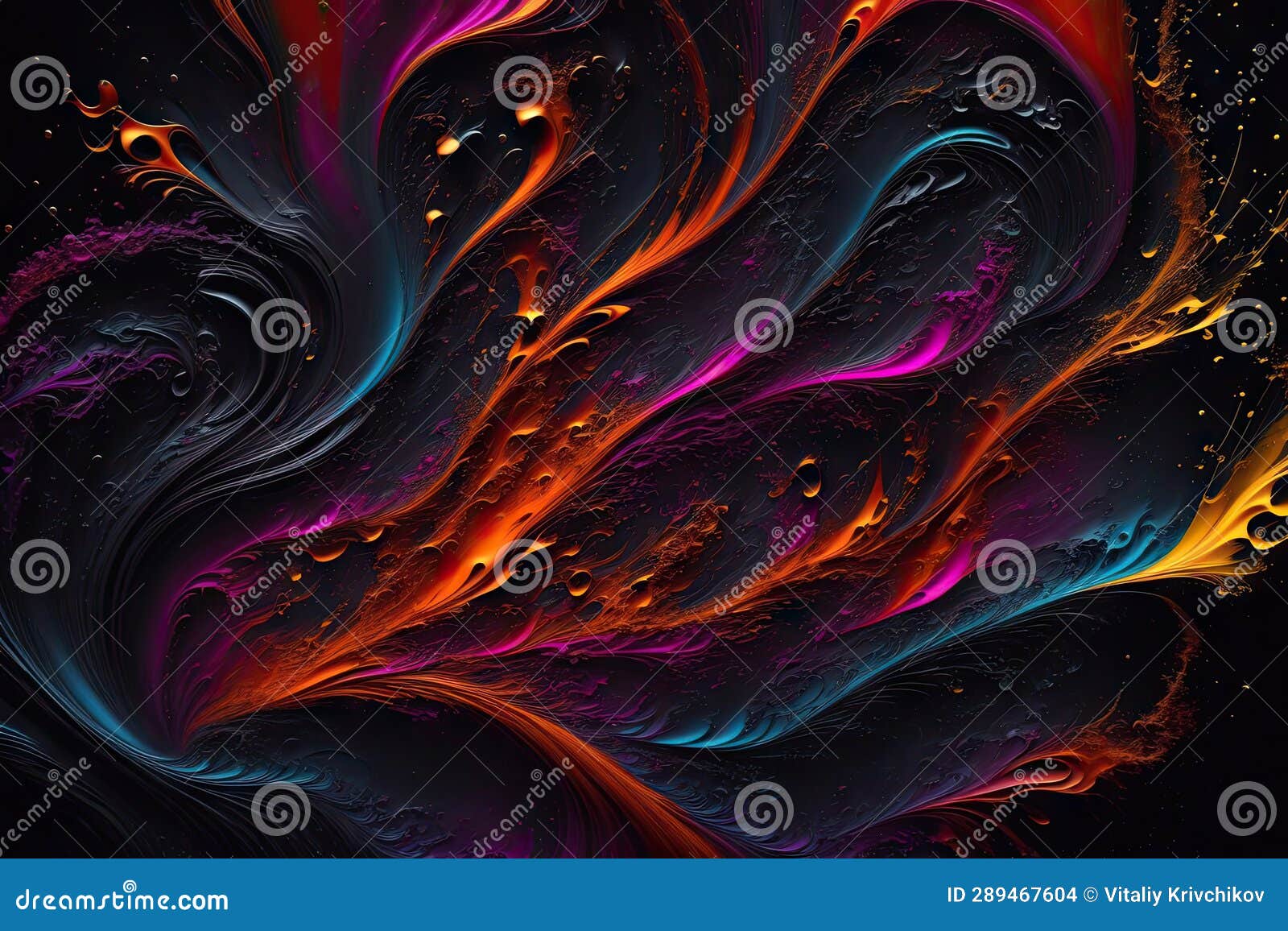 Abstract Texture of Flow Multi Vibrant Vivid Liquid Colors. Digital Art ...