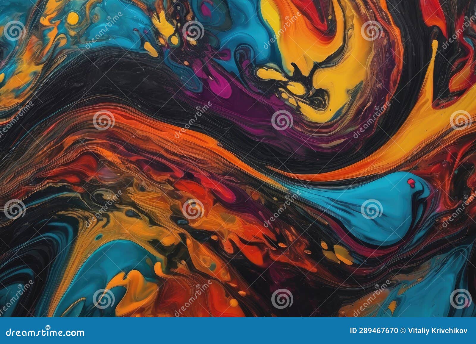 Abstract Texture of Flow Multi Vibrant Vivid Liquid Colors. Digital Art ...